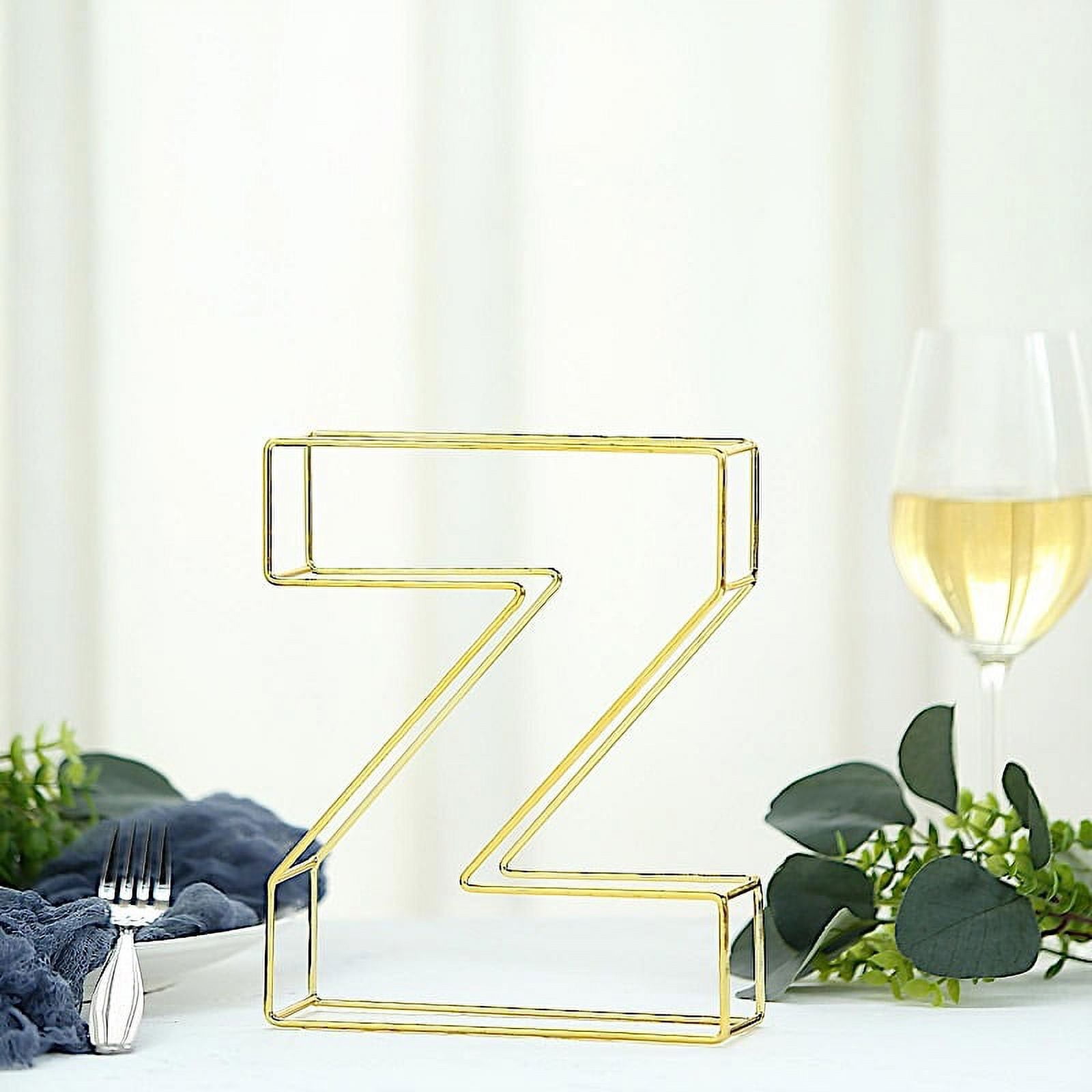 BalsaCircle 8" Gold Z Metal 3D Wire Alphabet Number Sign Wedding Party ...