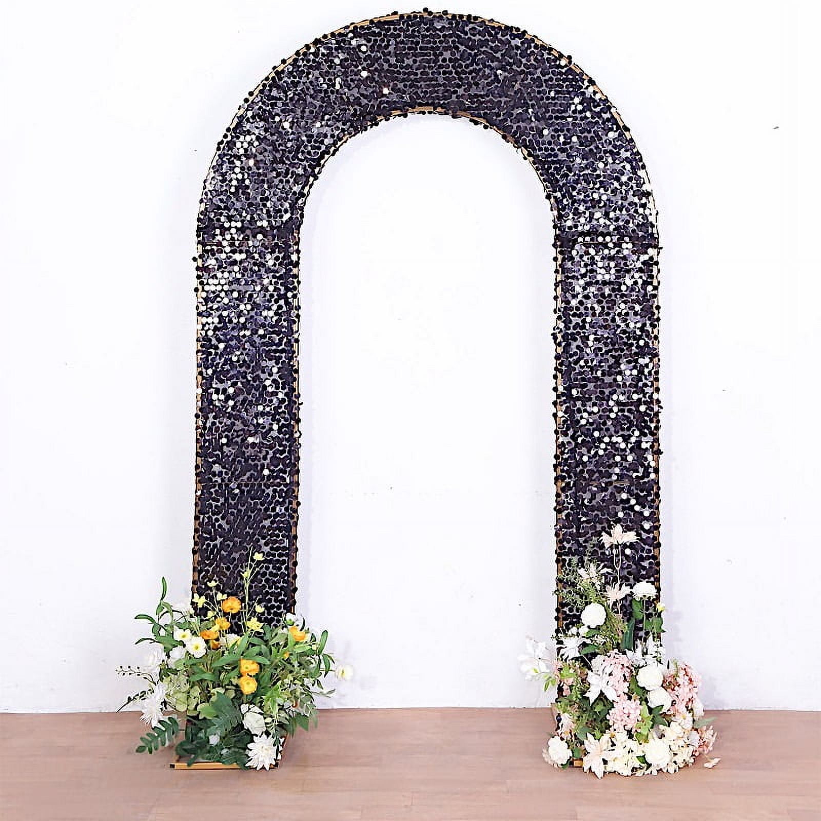 BalsaCircle 8 feet Black Payette Sequin Double Sided Open Arch Fitted ...