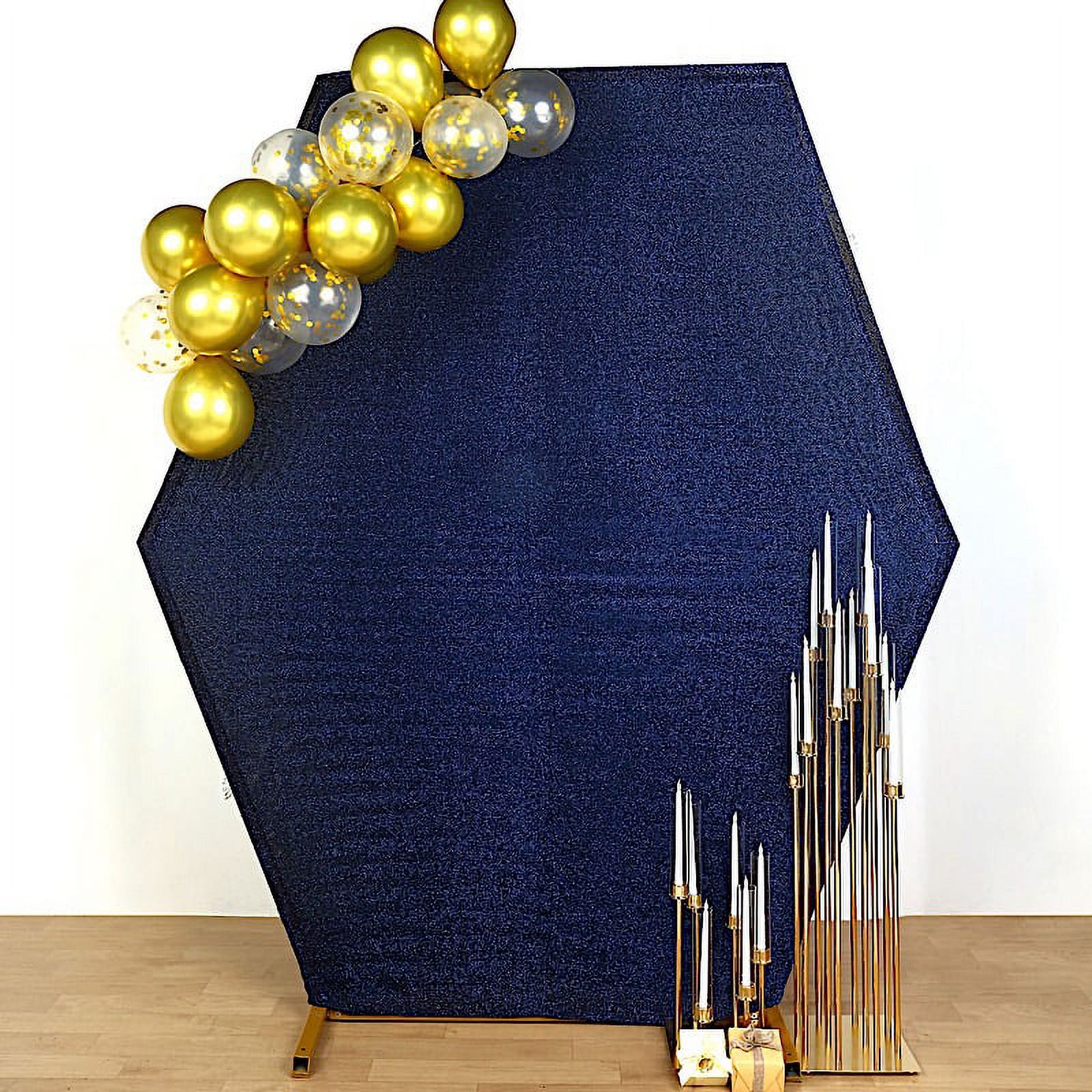 BalsaCircle 8 feet Navy Blue Metallic Glittered Spandex Hexagon ...