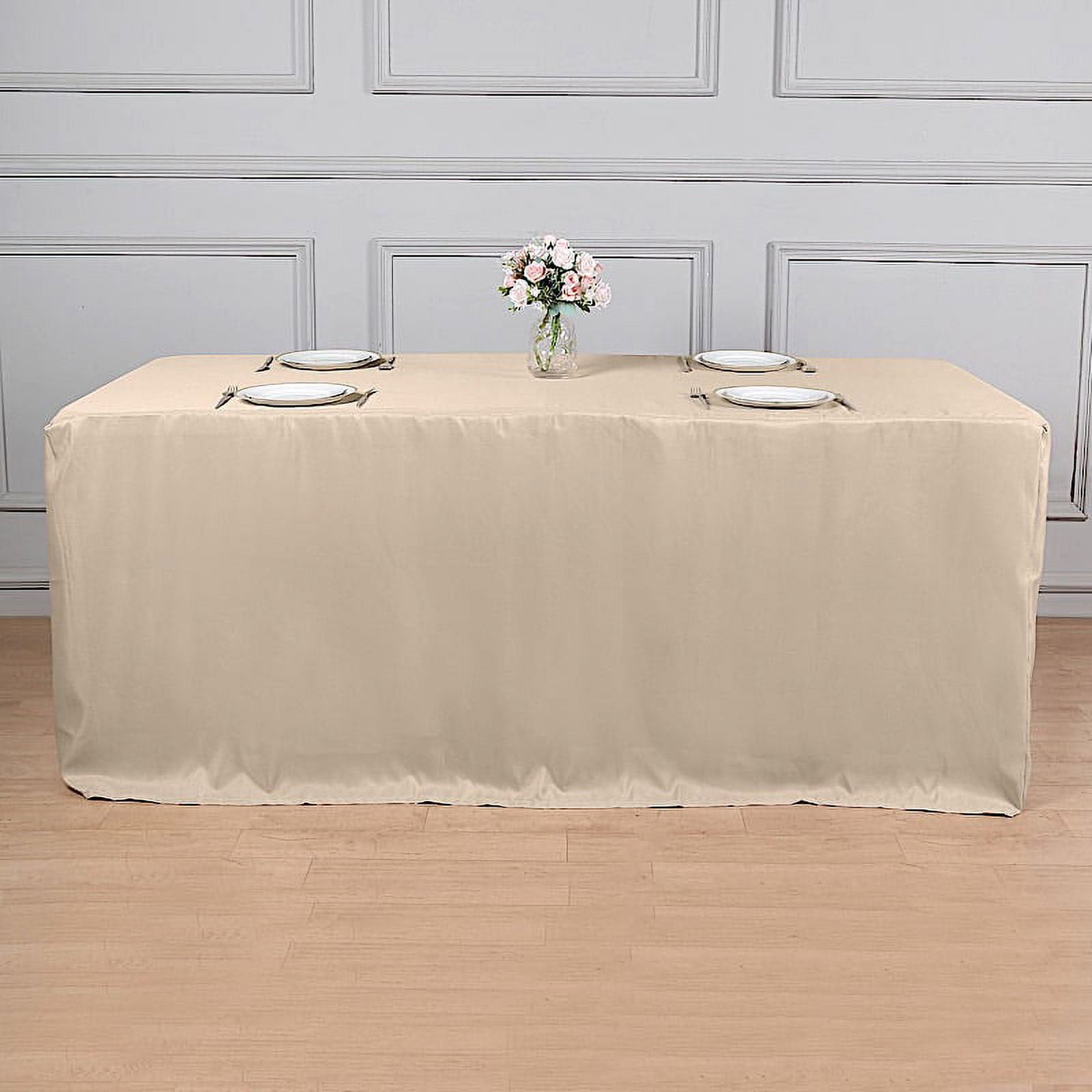 BalsaCircle 8 feet Nude Fitted Polyester Tablecloth Wedding Table ...