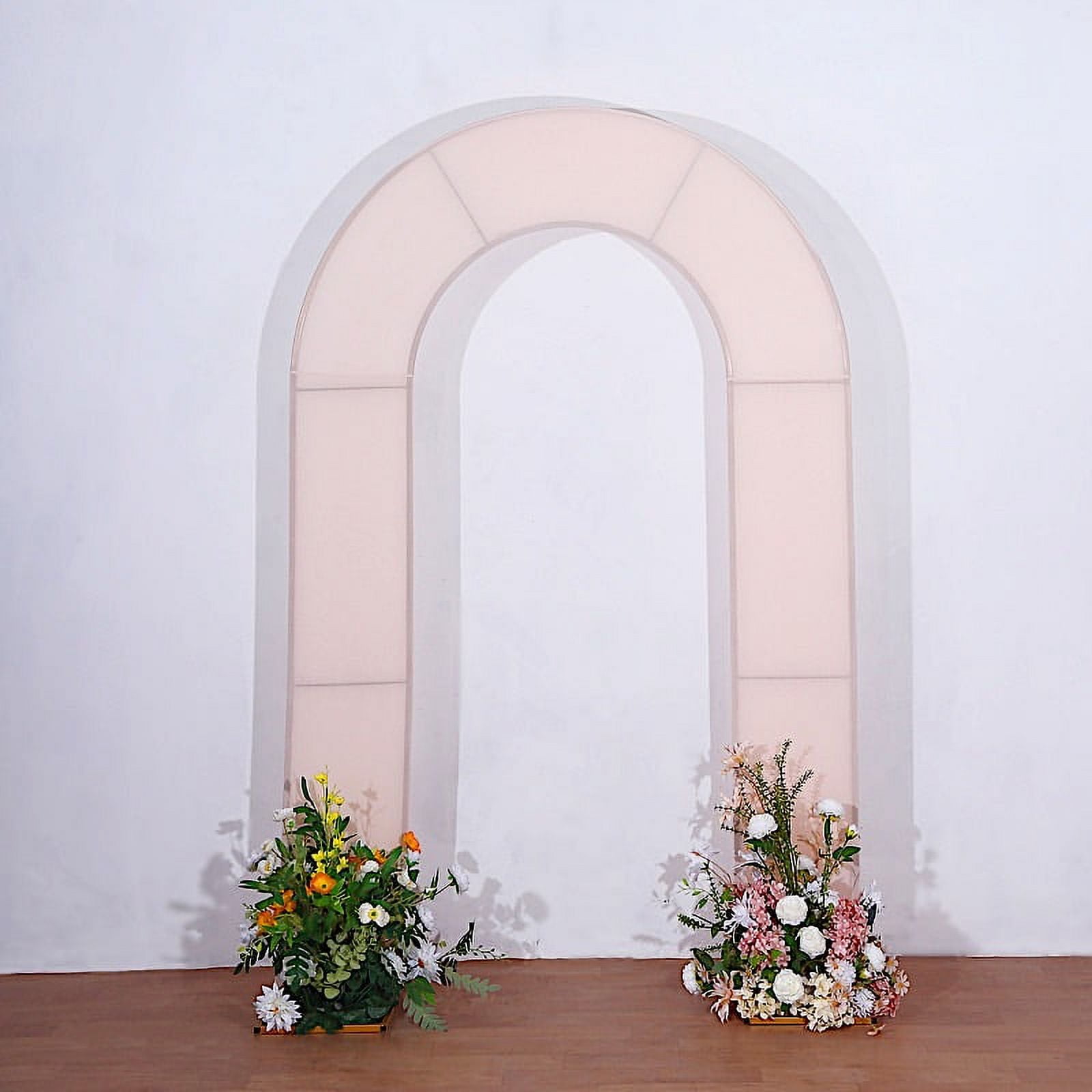 BalsaCircle 8 feet Rose Gold Fitted Spandex Double Open Arch Backdrop ...