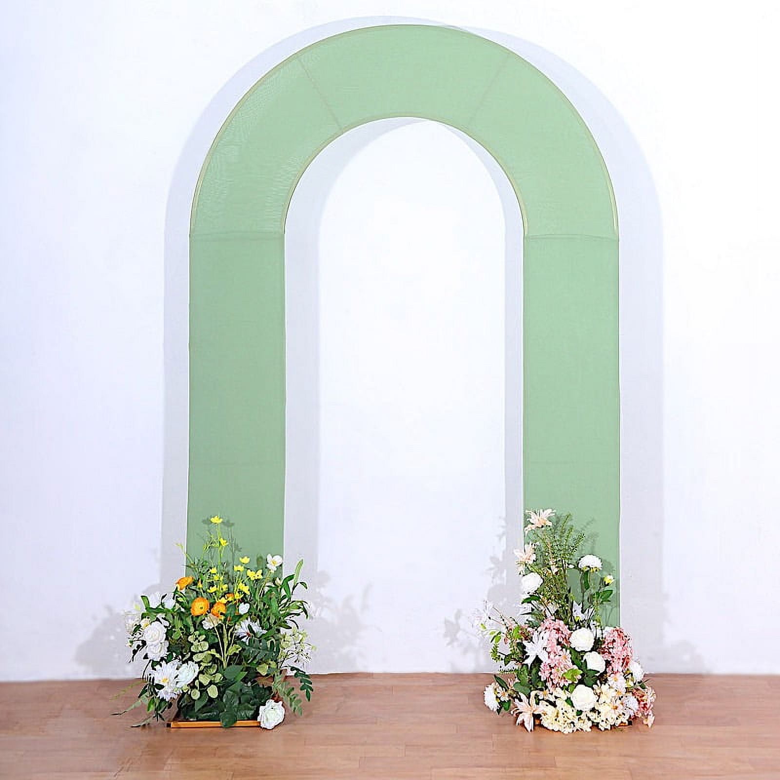 BalsaCircle 8 feet Sage Green Fitted Spandex Double Open Arch Backdrop ...