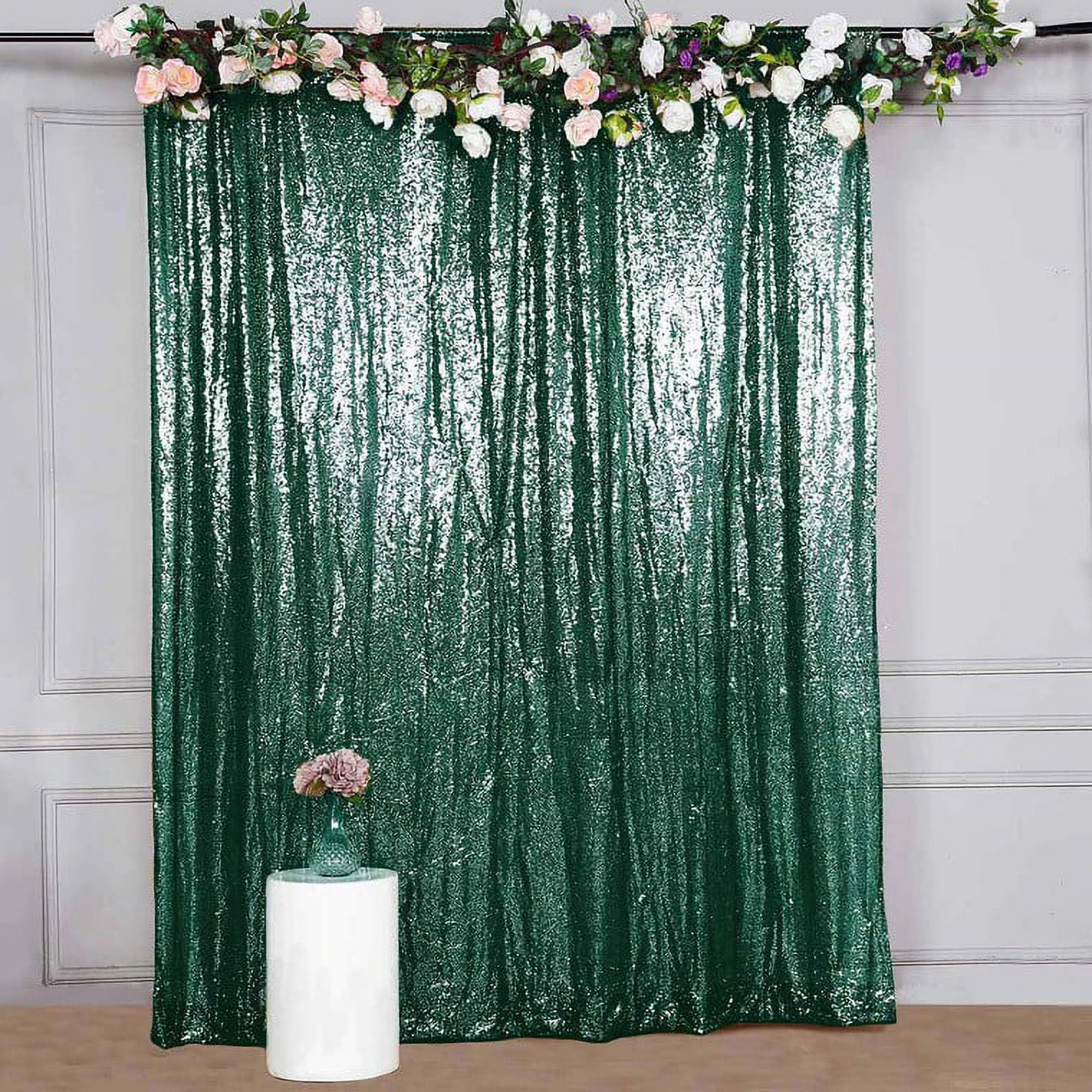 BalsaCircle 8 feet x 8 feet Hunter Green Sequin Backdrop Curtain ...