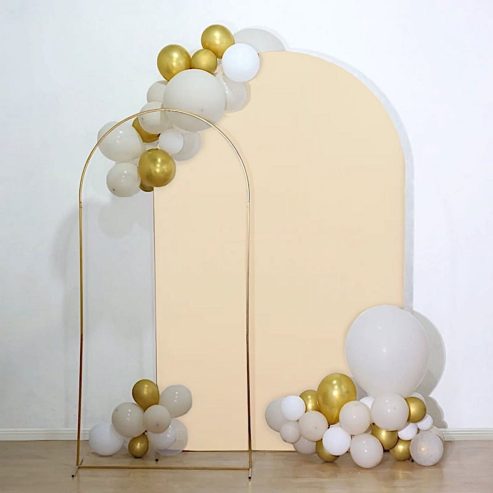 Balsa Circle 8 ft Beige Fitted Matte Spandex Round Top Wedding Arch ...