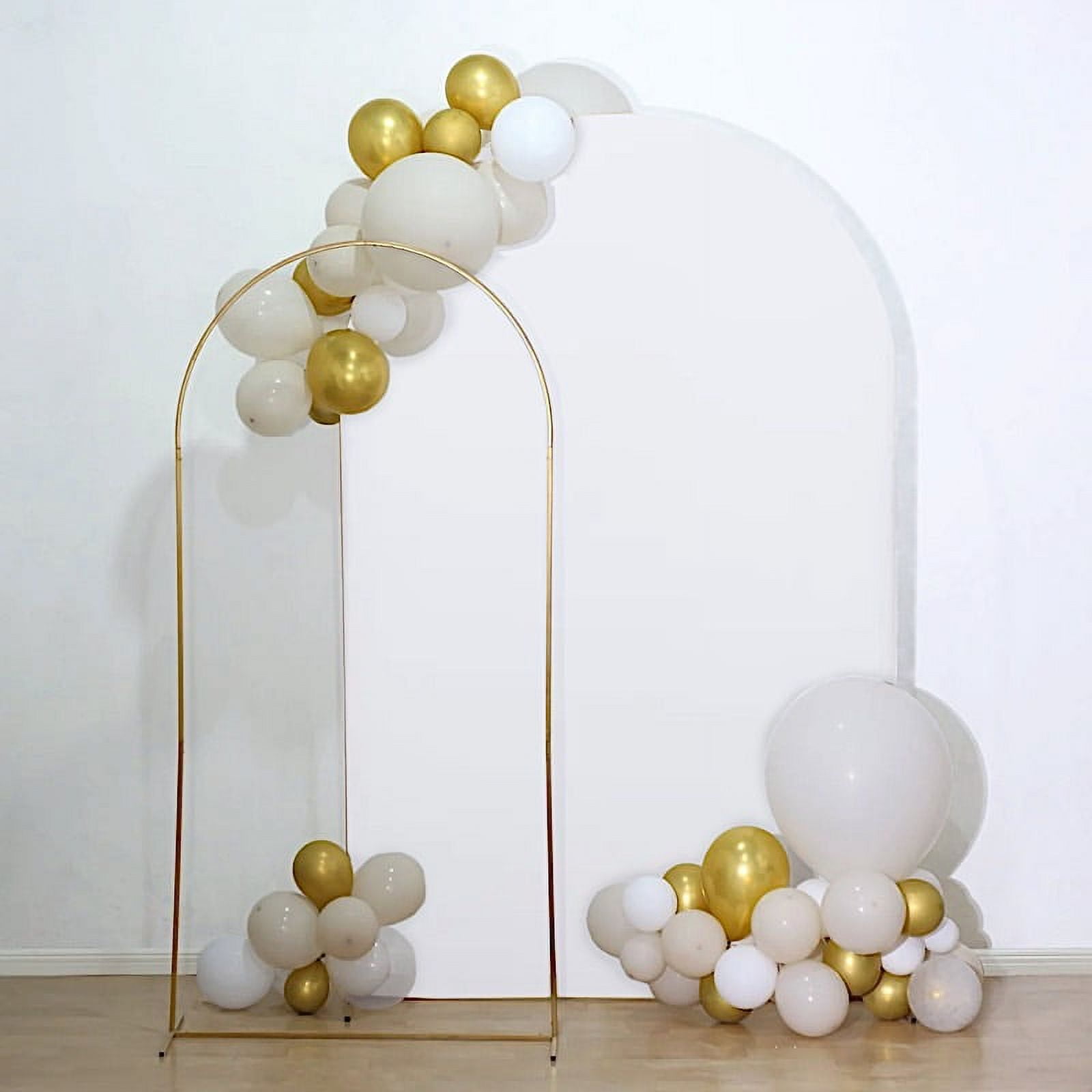 BalsaCircle 8 ft White Fitted Matte Spandex Round Top Wedding Arch ...