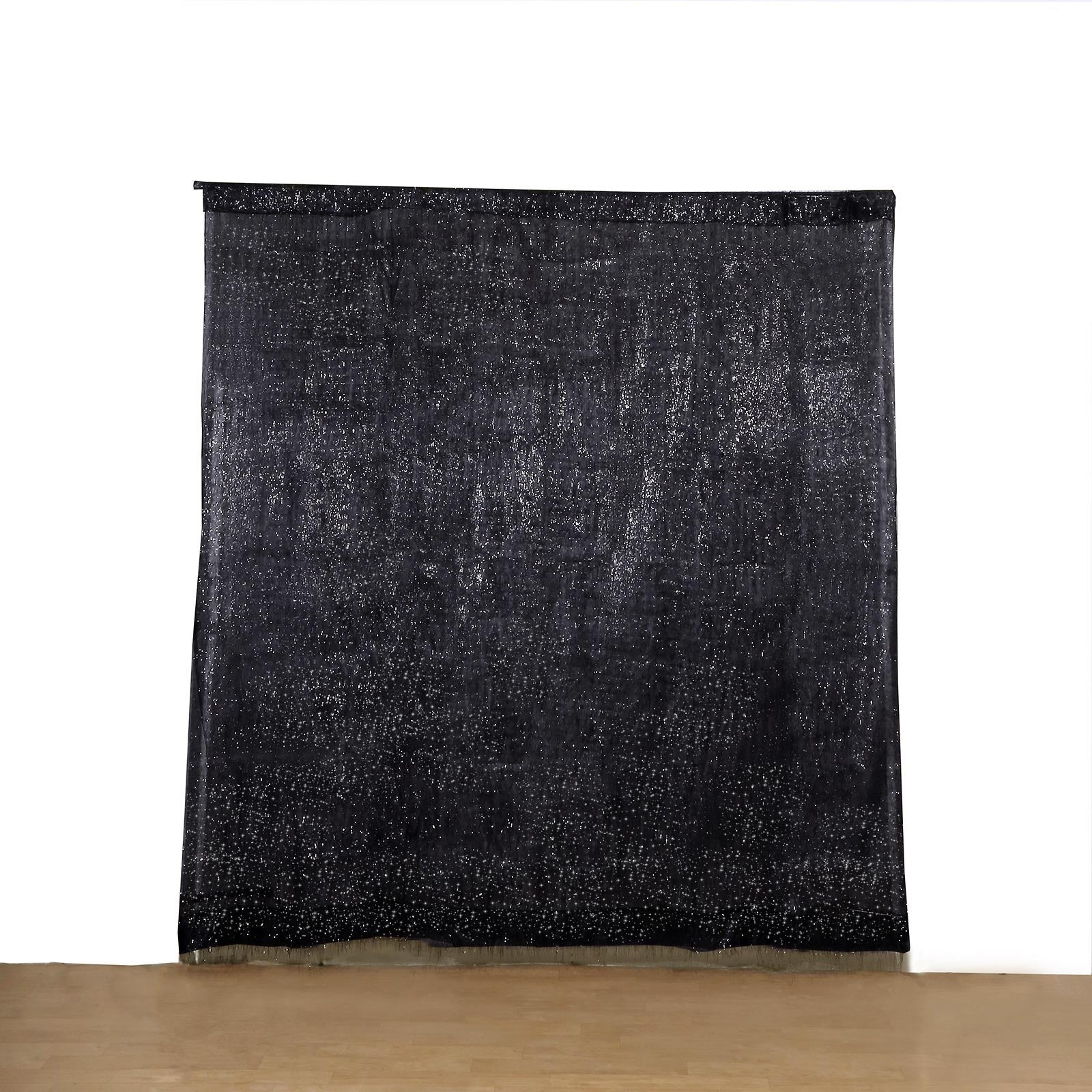 BalsaCircle 8x8 feet Black Metallic Fringe Polyester Backdrop Curtain ...