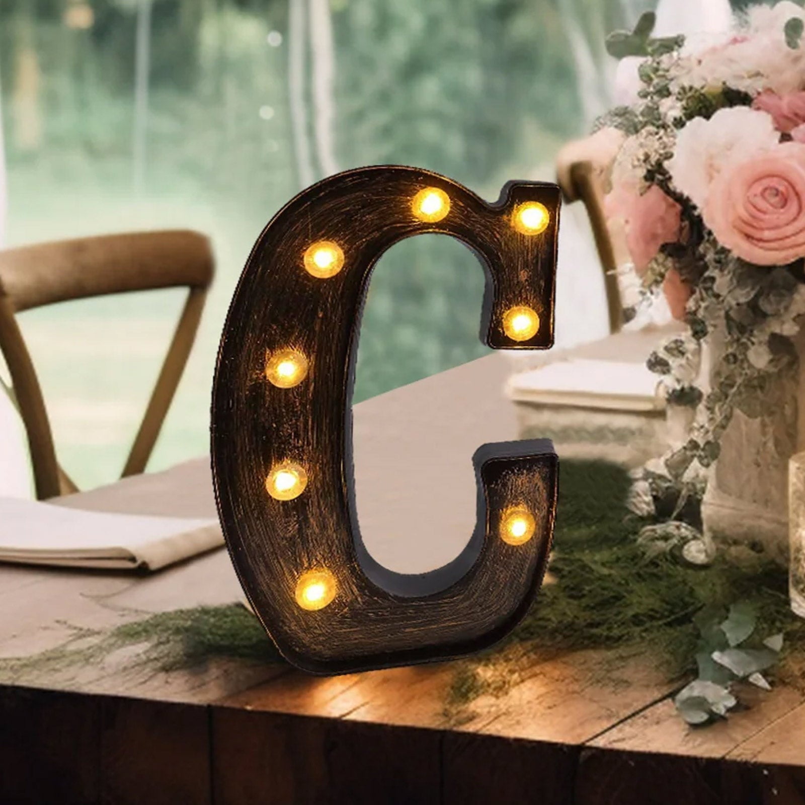 BalsaCircle 9" Black Marquee Letter C Warm White LED Lighted Sign ...