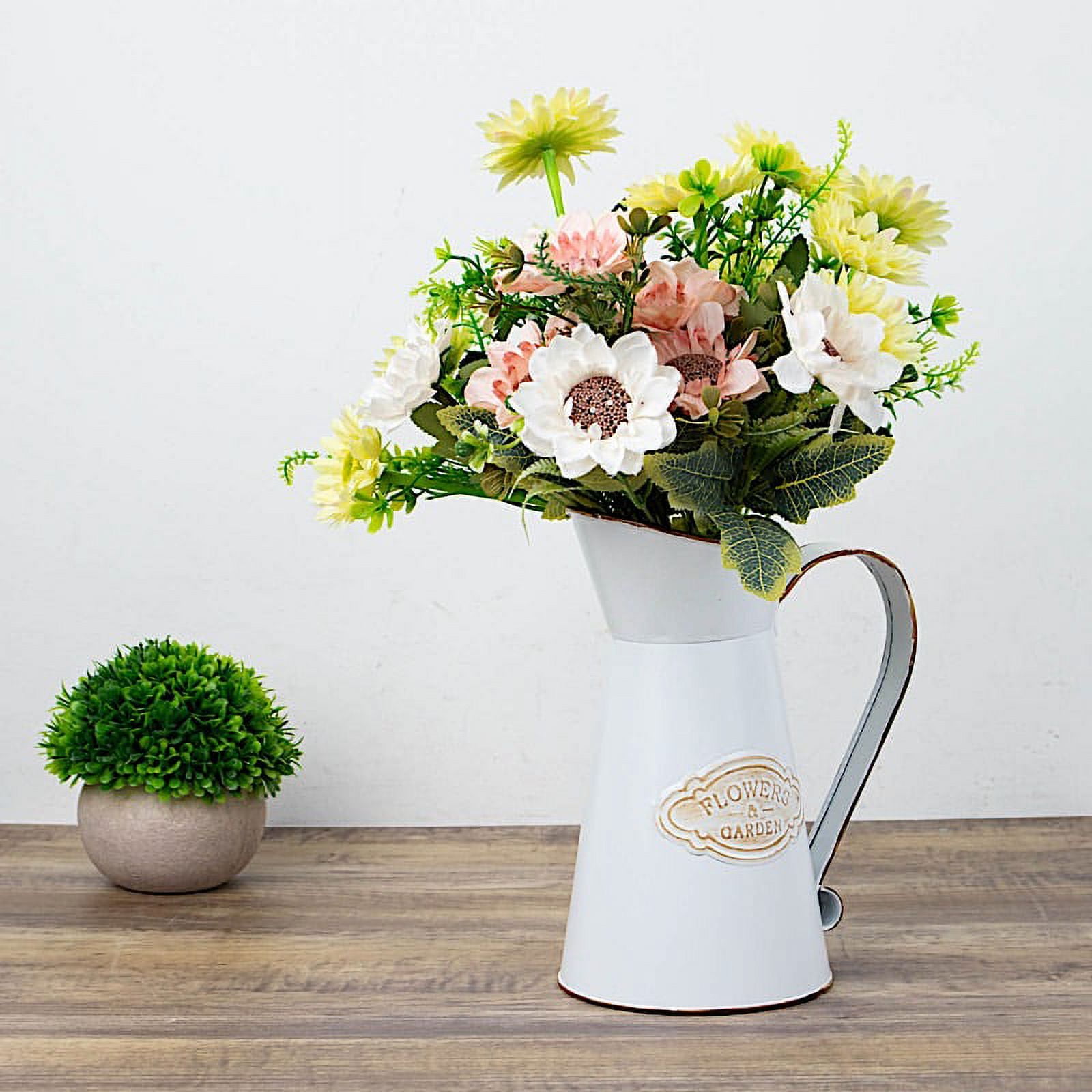 BalsaCircle 9" White Vintage Metal Garden Water Pitcher Decorative ...