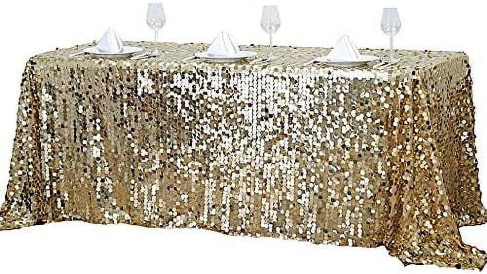 BalsaCircle 90-Inch x 132-Inch Champagne Big Payette Sequin Tablecloth Table Linens Wedding ...