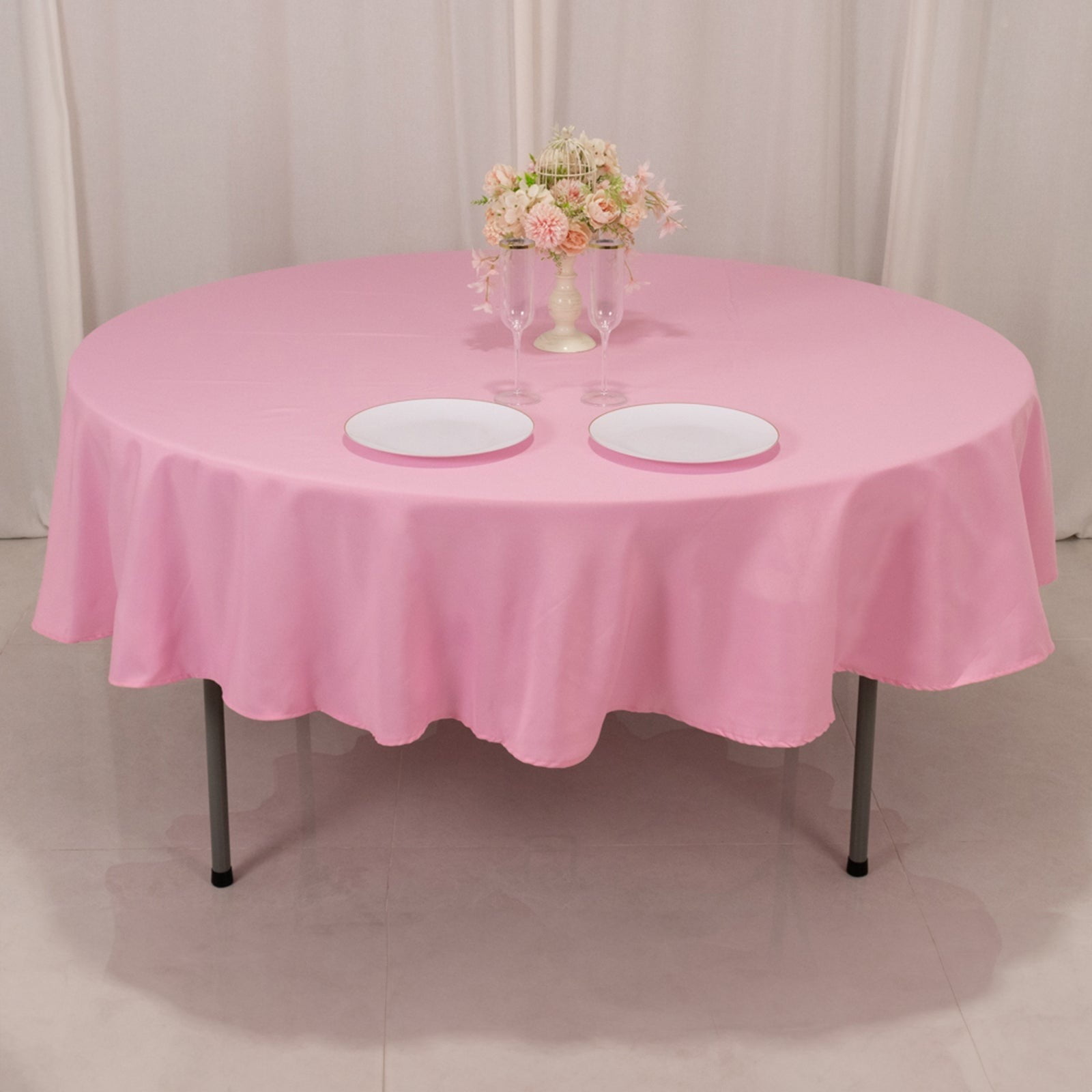 BalsaCircle 90 inch Pink Round Premium Polyester Tablecloth Fabric ...