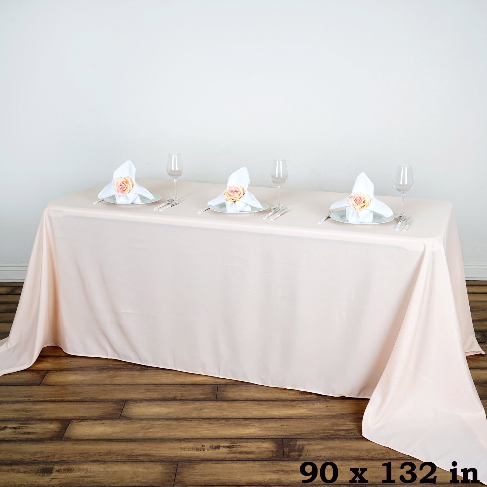 BalsaCircle 90" x 132" Polyester Rectangular Tablecloth Blush - Walmart.com