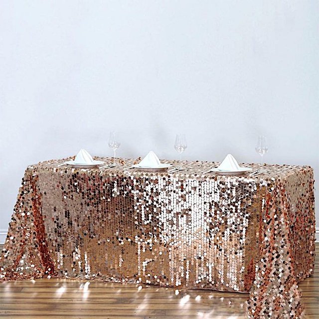 BalsaCircle 90" x 156" Big Payette Sequin Tablecloth Blush - Walmart.com