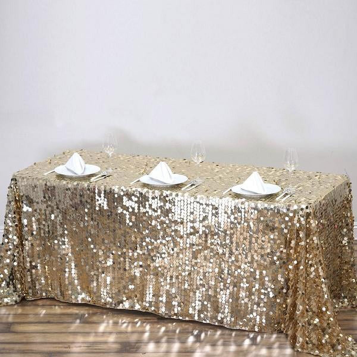 BalsaCircle 90" x 156" Big Payette Sequin Tablecloth Champagne - Walmart.com