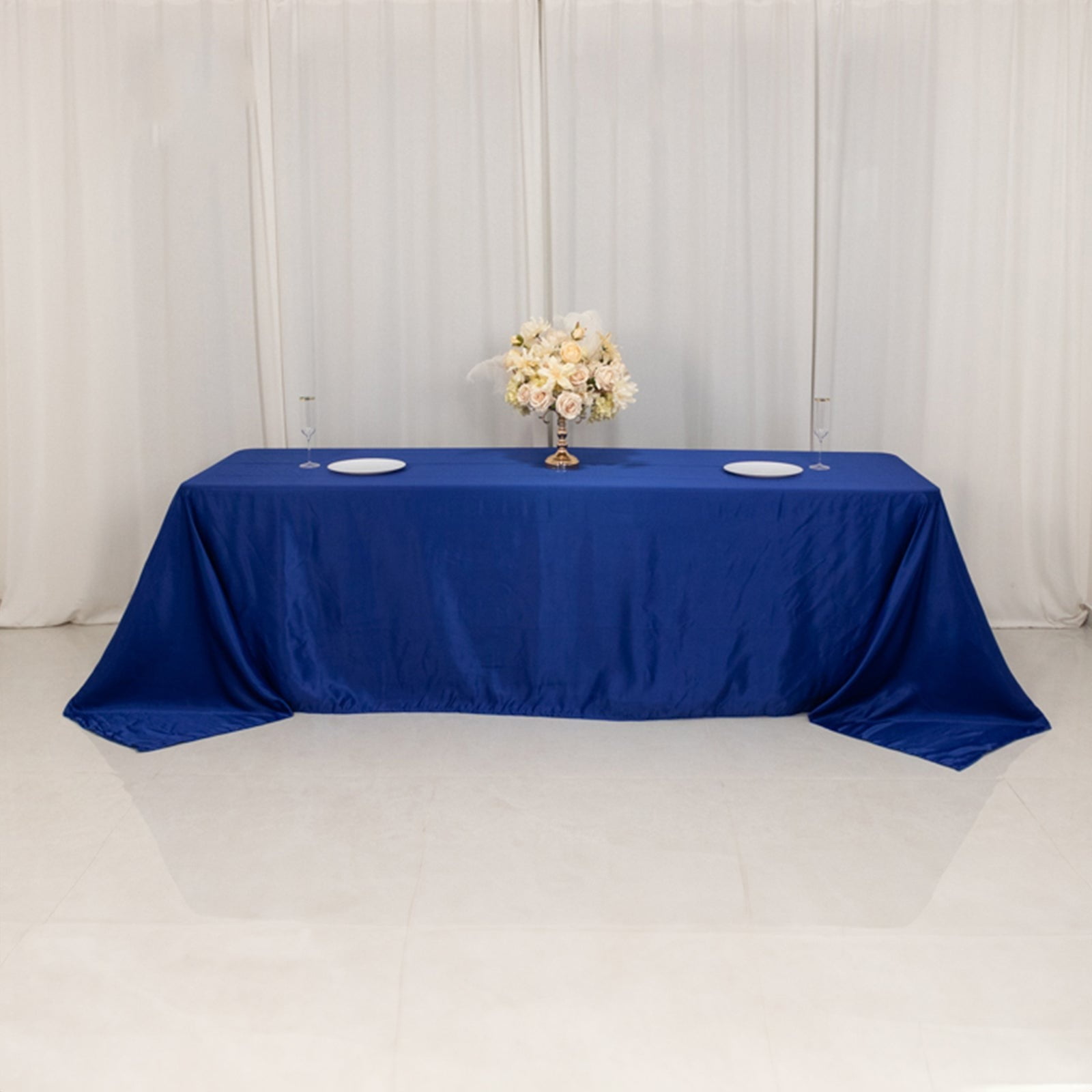 BalsaCircle 90" x 156" Royal Blue Lamour Satin Rectangular Tablecloth ...