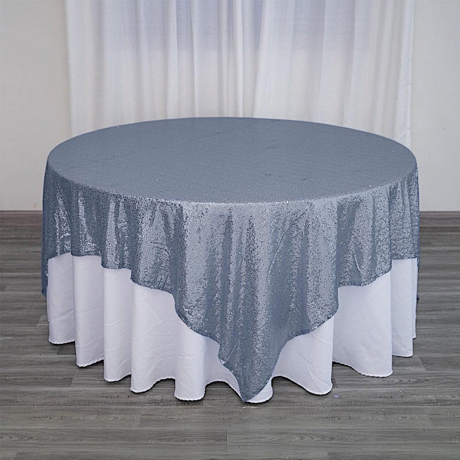 BalsaCircle 90" x 90" Dusty Blue Square Sequined Table Overlays Wedding ...
