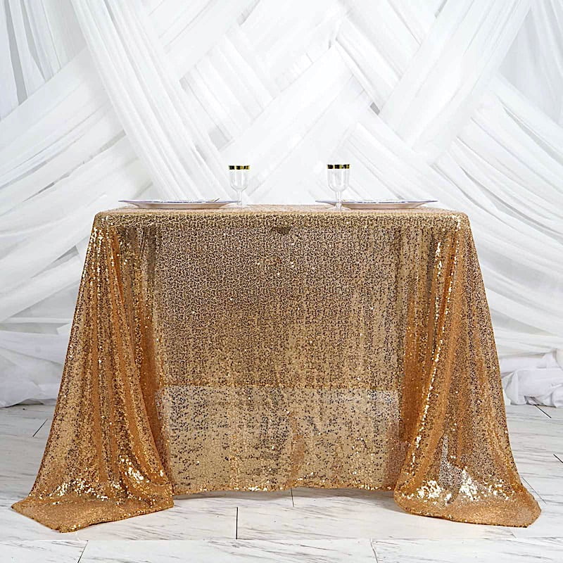 BalsaCircle 90" x 90" Gold Square Sequined Table Overlays Wedding Party ...