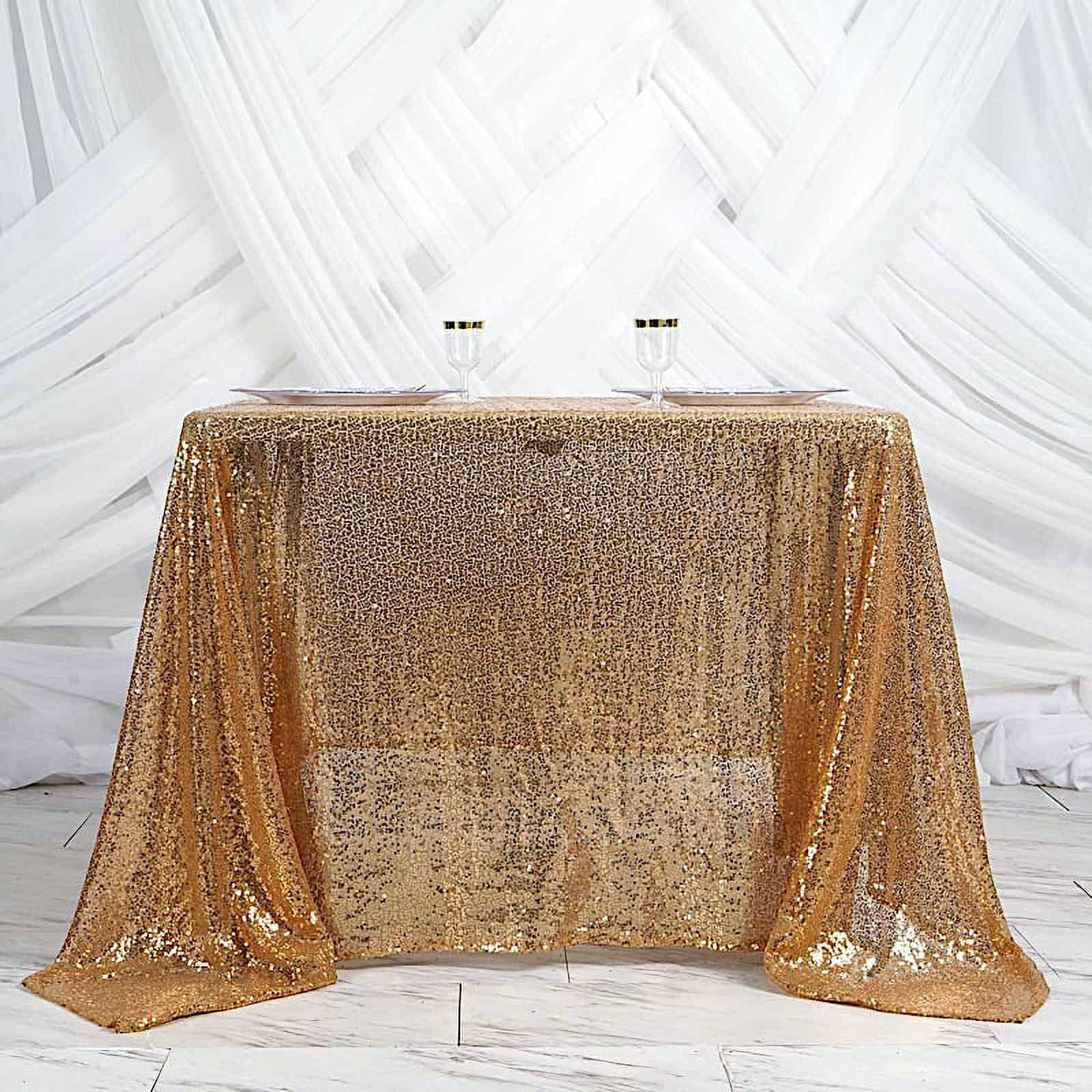BalsaCircle 90" x 90" Gold Square Sequined Table Overlays Wedding Party ...