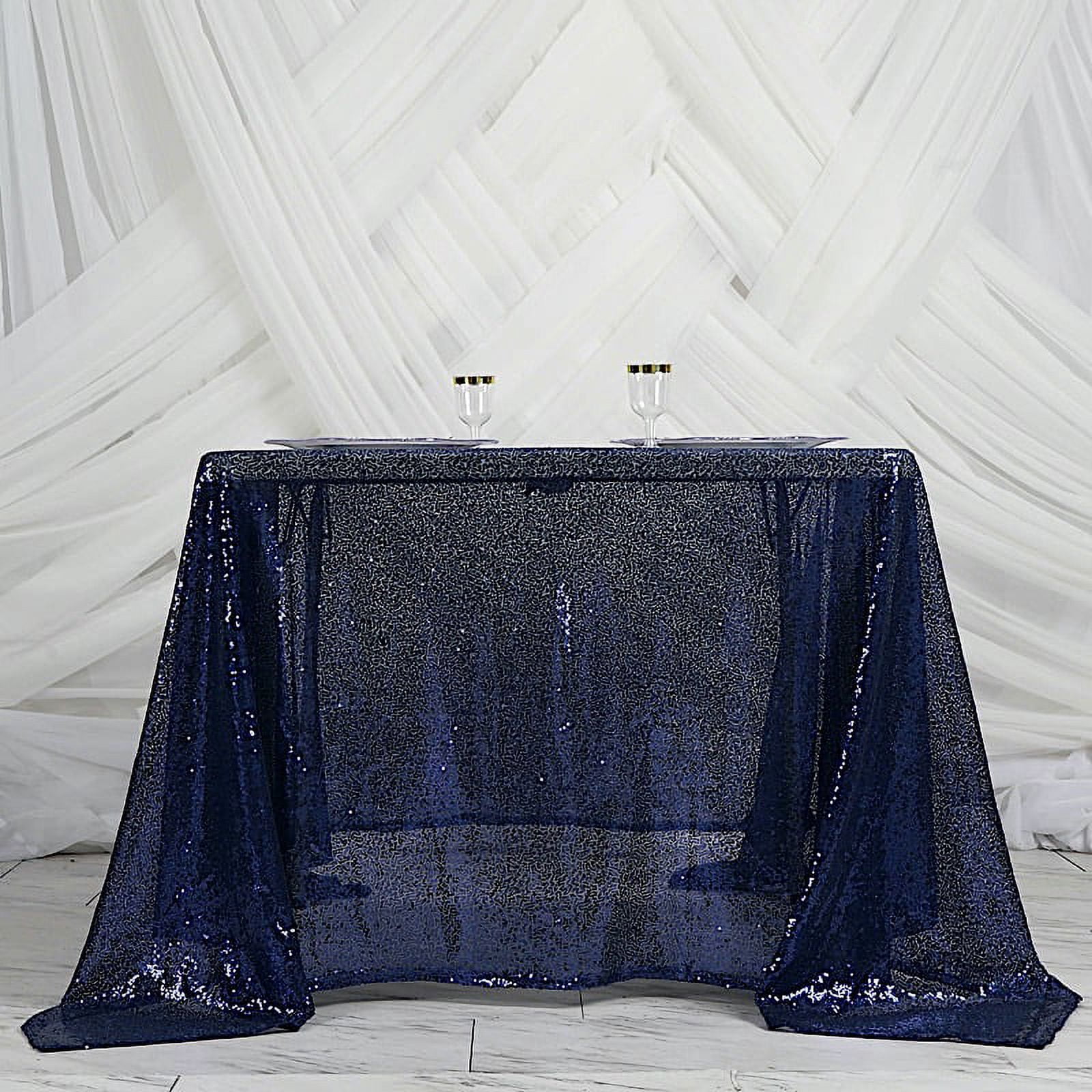 BalsaCircle 90" x 90" Navy Blue Square Sequined Table Overlays Wedding ...