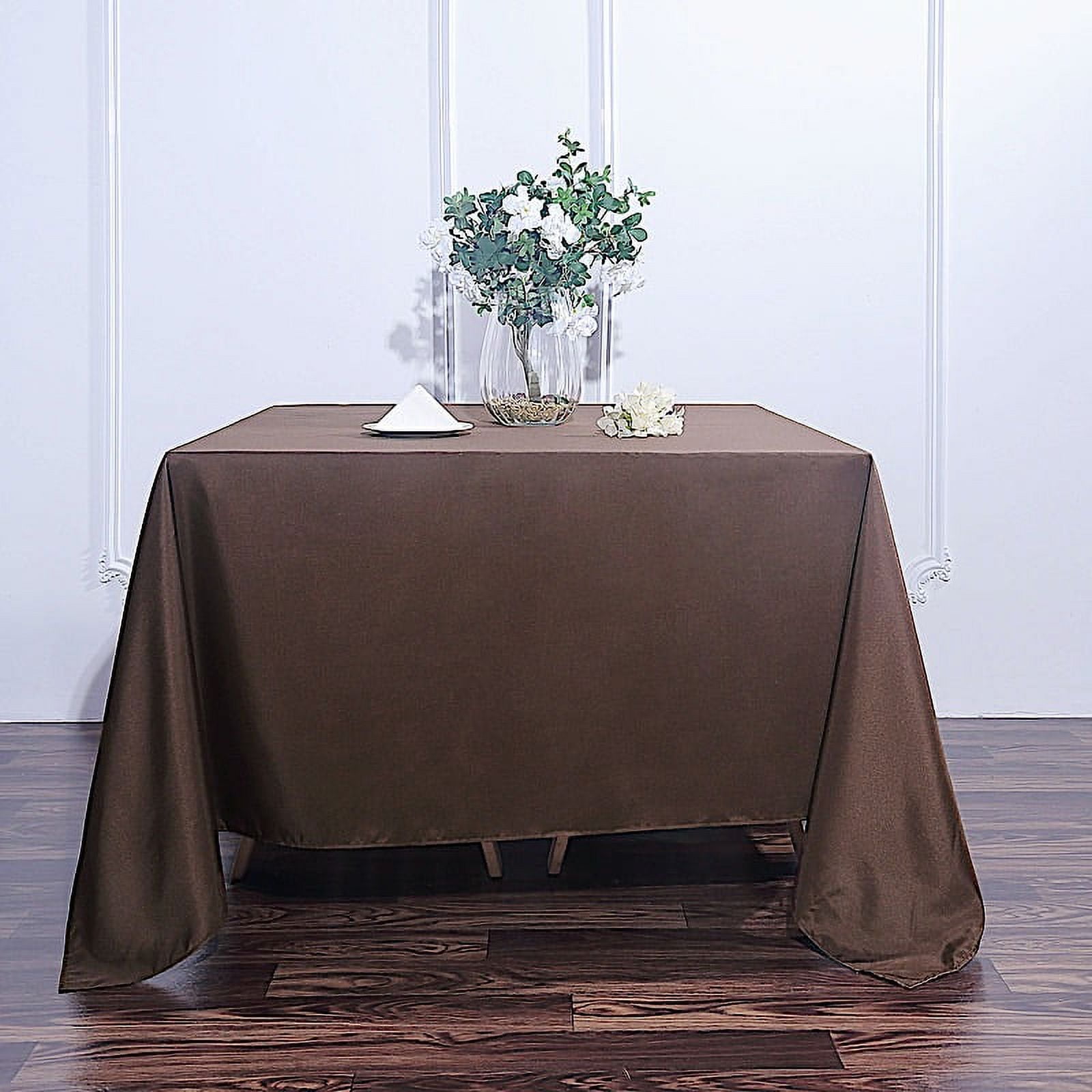 BalsaCircle 90" x 90" Square Polyester Tablecloth Chocolate Brown ...