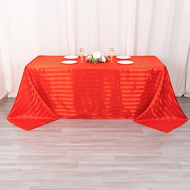 BalsaCircle 90x132 in Red Stripes Satin Rectangle Tablecloth Wedding ...