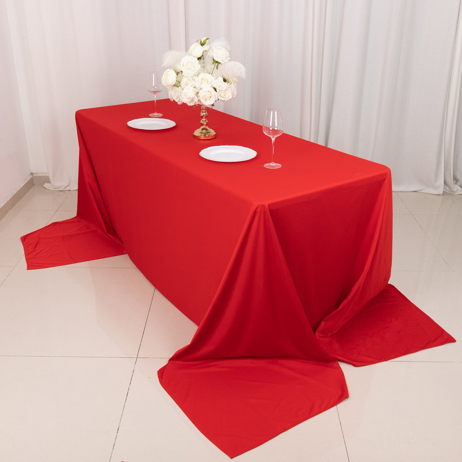 BalsaCircle 90x156 in Red Scuba Polyester Rectangle Tablecloth Party ...
