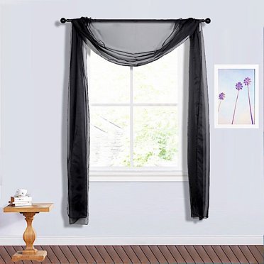 Efavormart 18Ft Gold Sheer Organza Curtain Panels, Window Scarf Valance ...