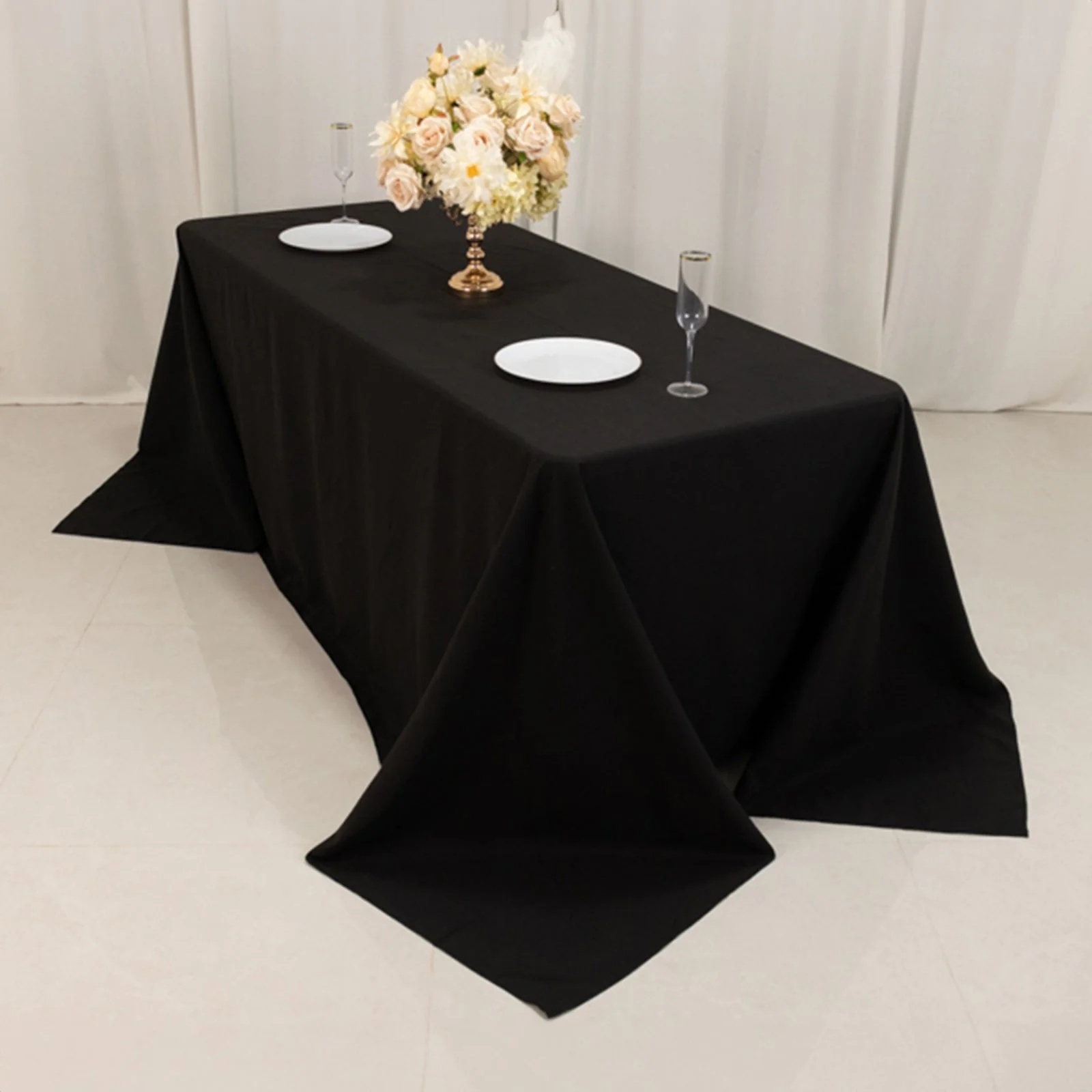 BalsaCircle Black 90" x 132" Cotton Blend Rectangular Tablecloth ...