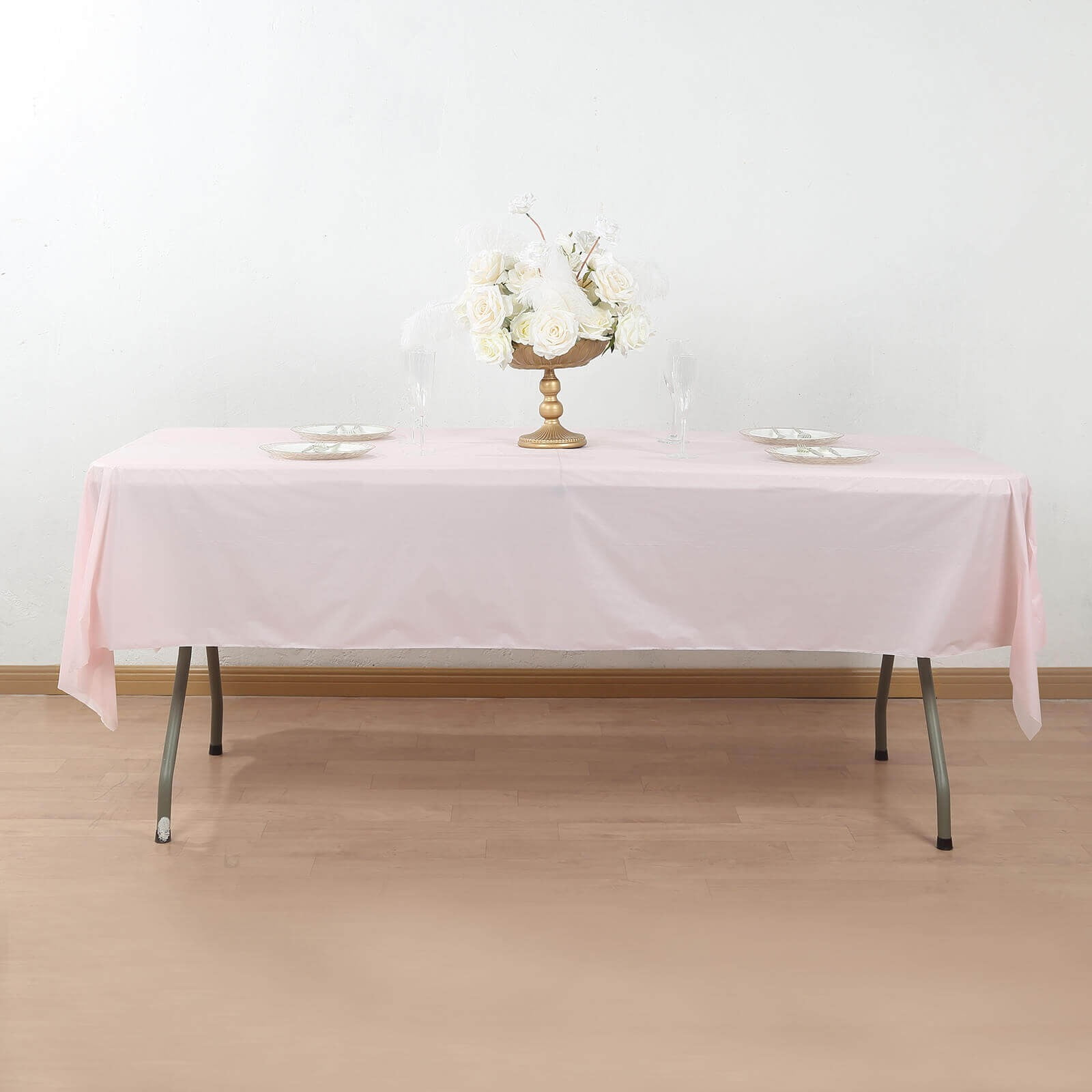 BalsaCircle Blush 54" x 300 ft Rectangular Disposable Plastic Cover ...