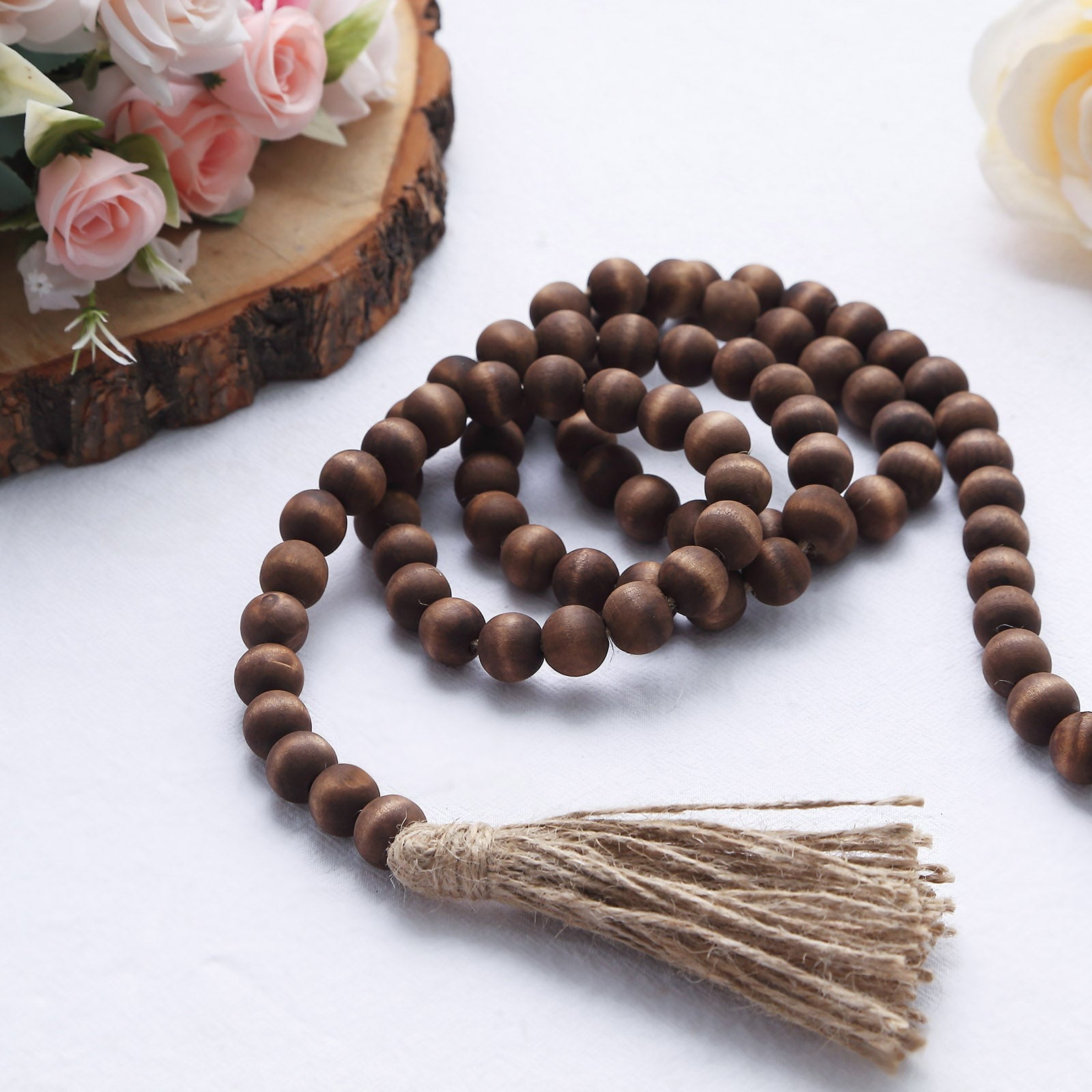 BalsaCircle Brown 55" Wood Bead Chain Tassels Hanging Garland Party ...