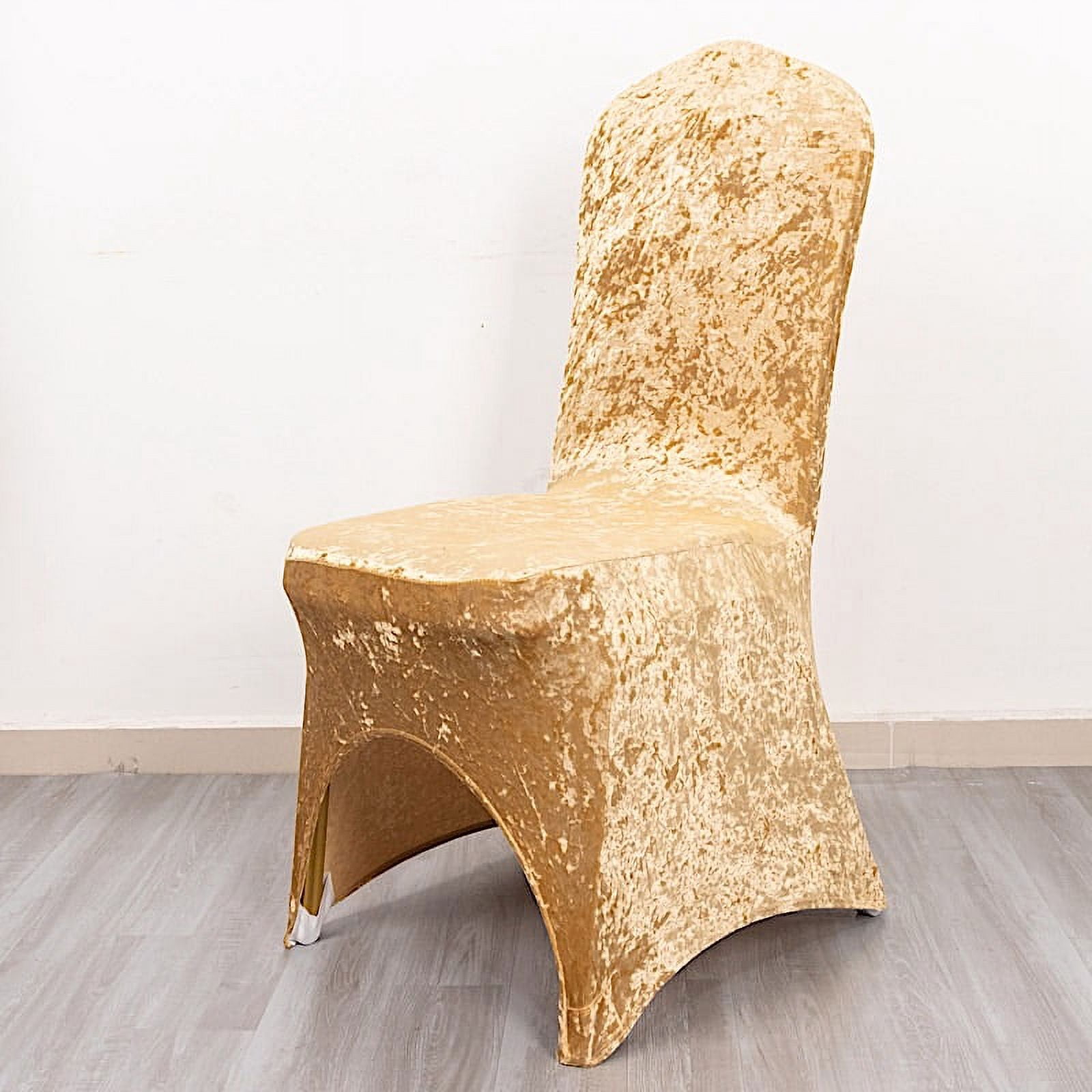 BalsaCircle Champagne Fitted Spandex Crushed Velvet Stretchable Banquet ...