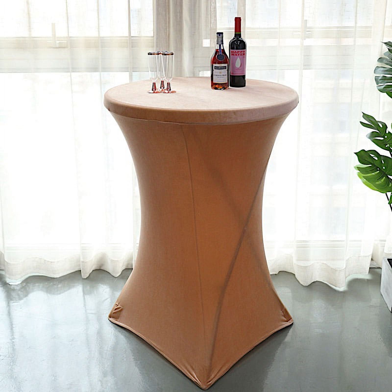 BalsaCircle Champagne Round Fitted Cocktail Table Cover Premium Velvet ...