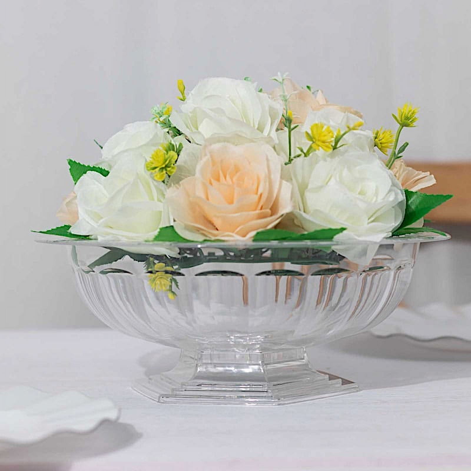 BalsaCircle Clear 3 Round 10 in Plastic Compote Vases Roman Style ...