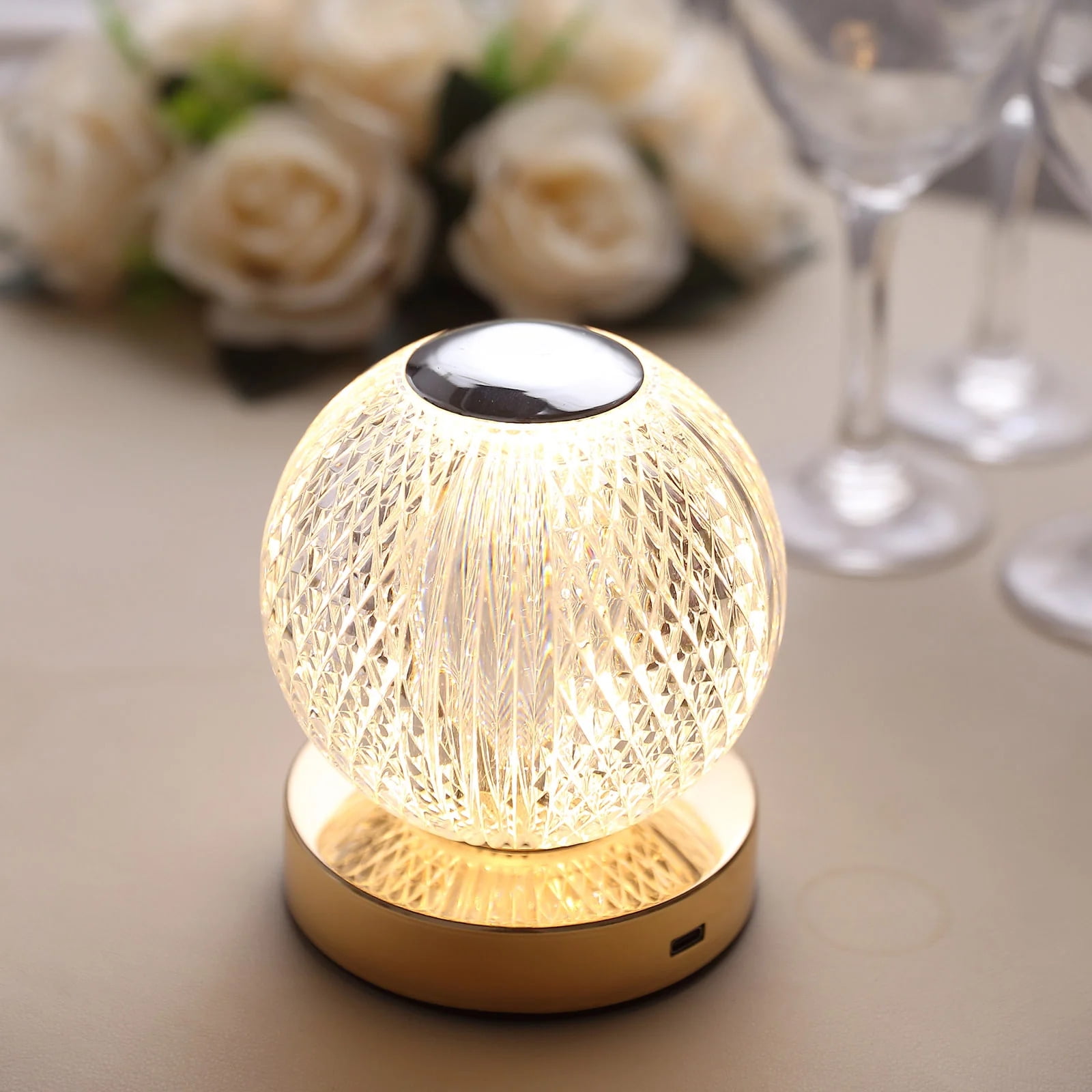 BalsaCircle Clear 5 in Acrylic Crystal Ball Table Lamp USB Rechargeable ...