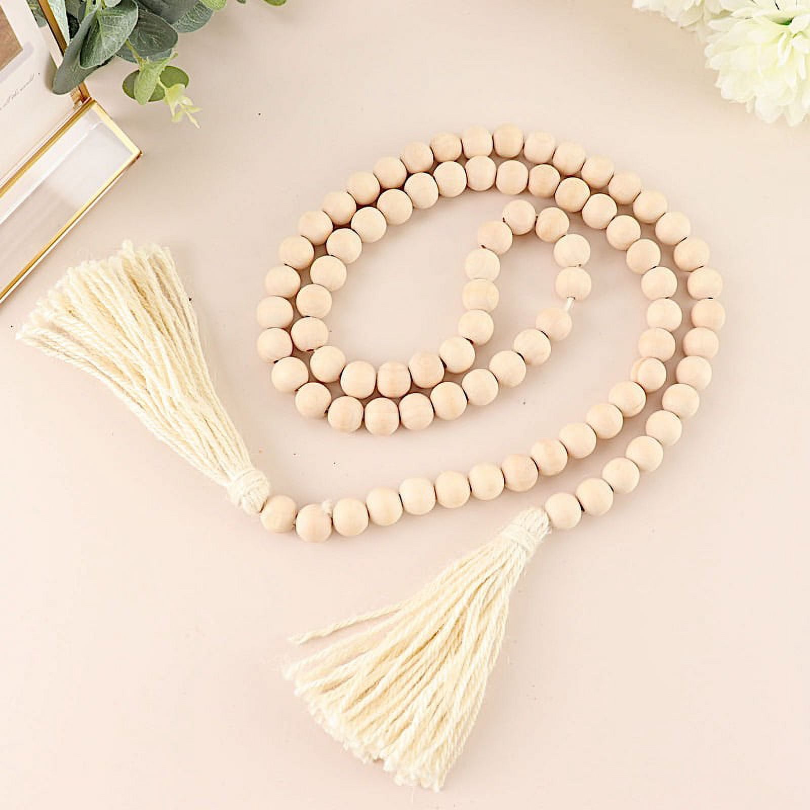 BalsaCircle Cream 55" Wood Bead Chain Tassels Hanging Garland Party ...