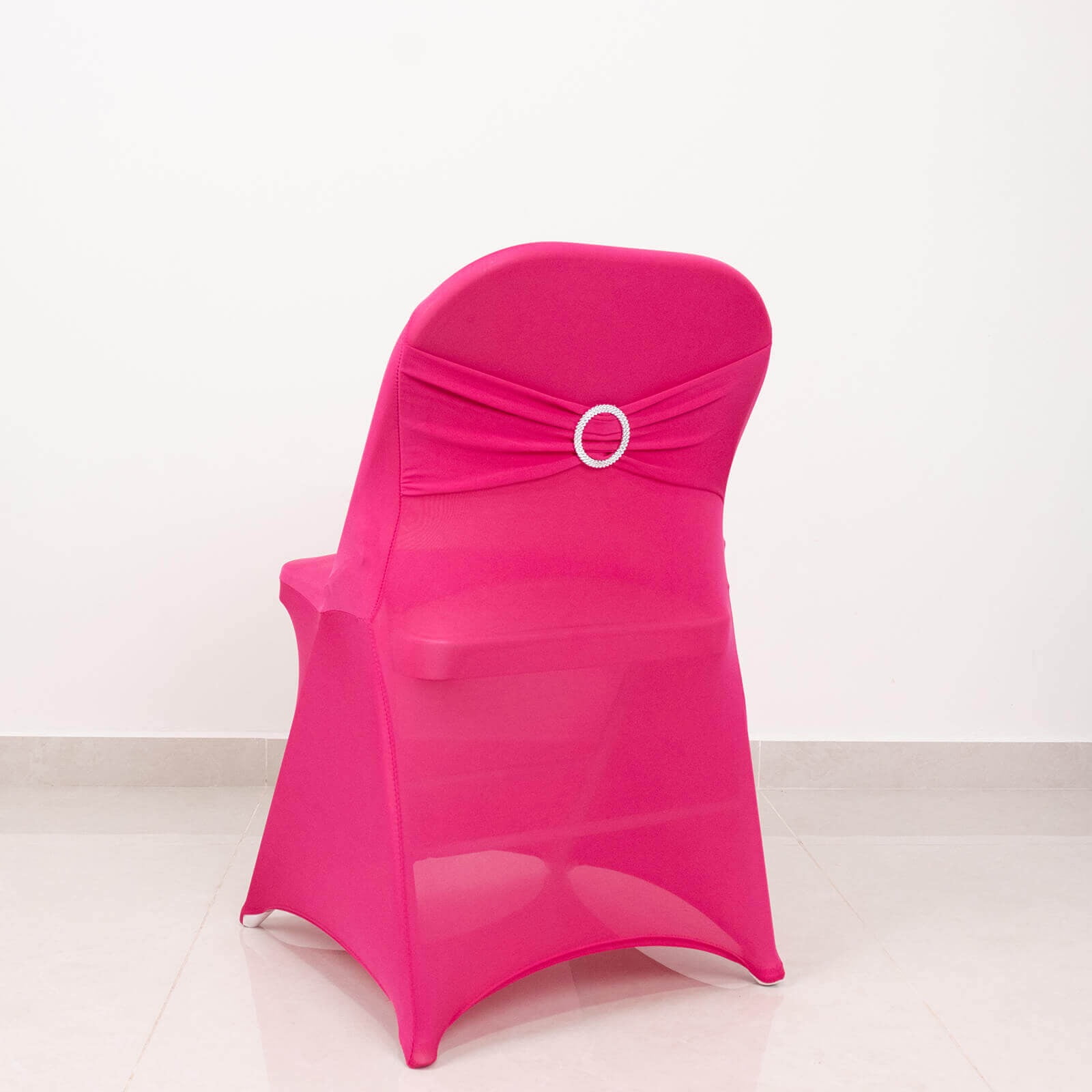 BalsaCircle Fuchsia Spandex Stretchable Folding Chair Cover Silver ...