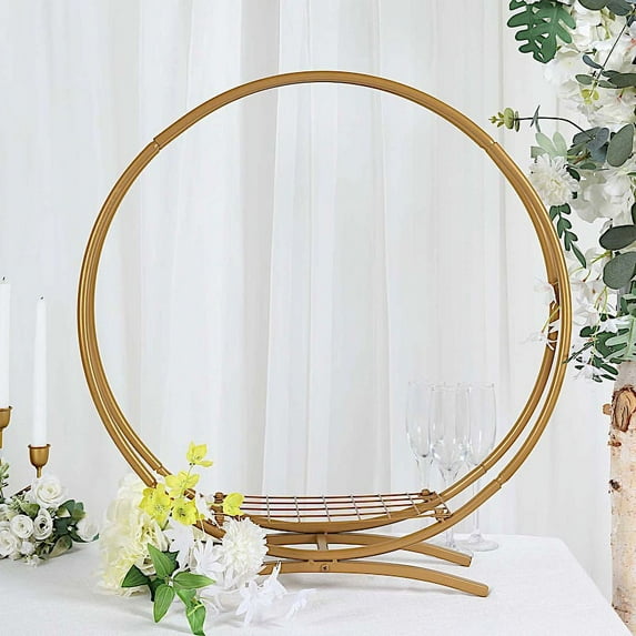 BalsaCircle Gold 24" Round Double Frame Metal Floral Hoop Table ...