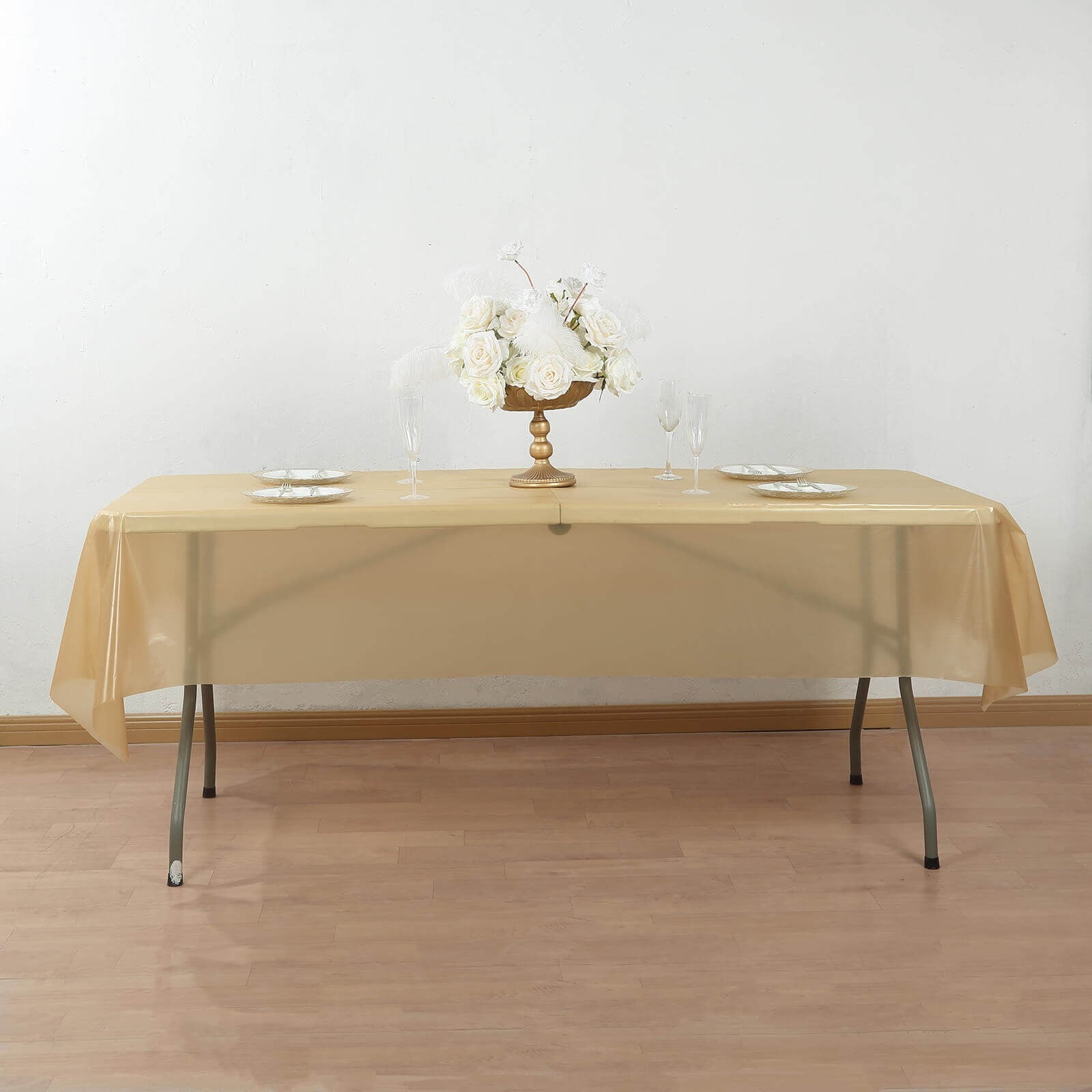 BalsaCircle Gold 54" x 300 ft Rectangular Disposable Plastic Cover Roll ...