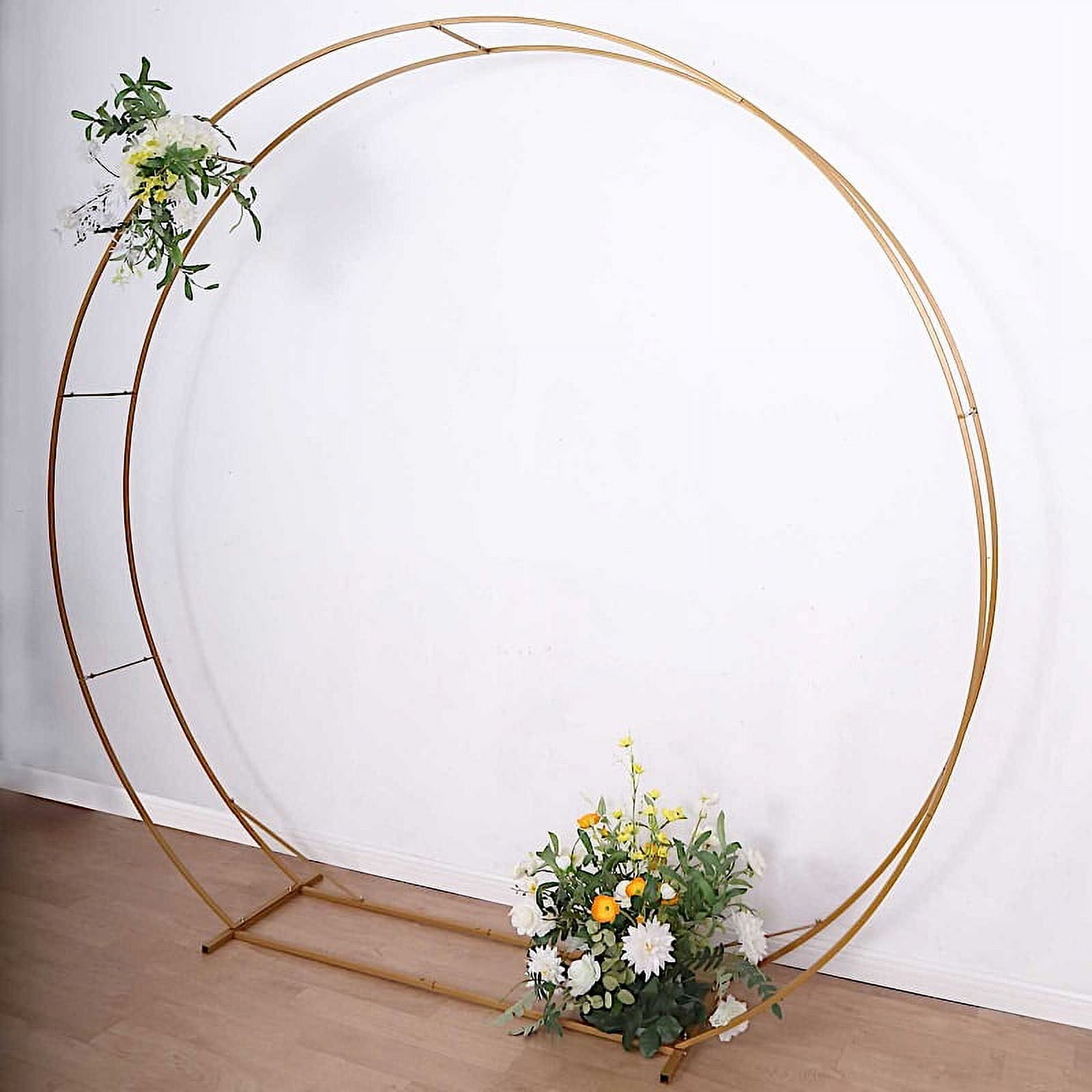 BalsaCircle Gold 8 feet Metal Double Hoop Backdrop Stand Wedding Arch ...