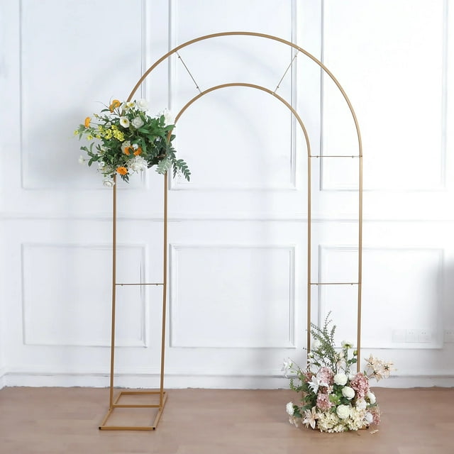 BalsaCircle Gold 8ft Wedding Background Metal Floral Display Stand ...
