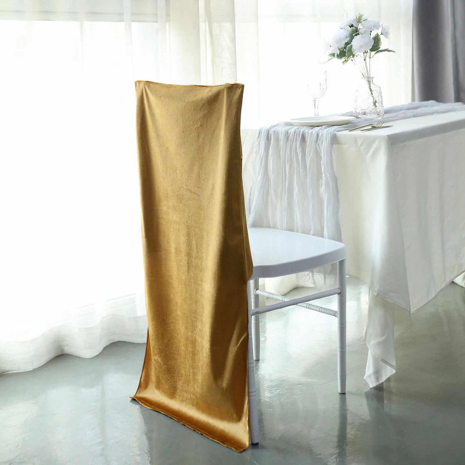 BalsaCircle Gold Soft Velvet Chiavari Dining Chair Back Slipcover ...