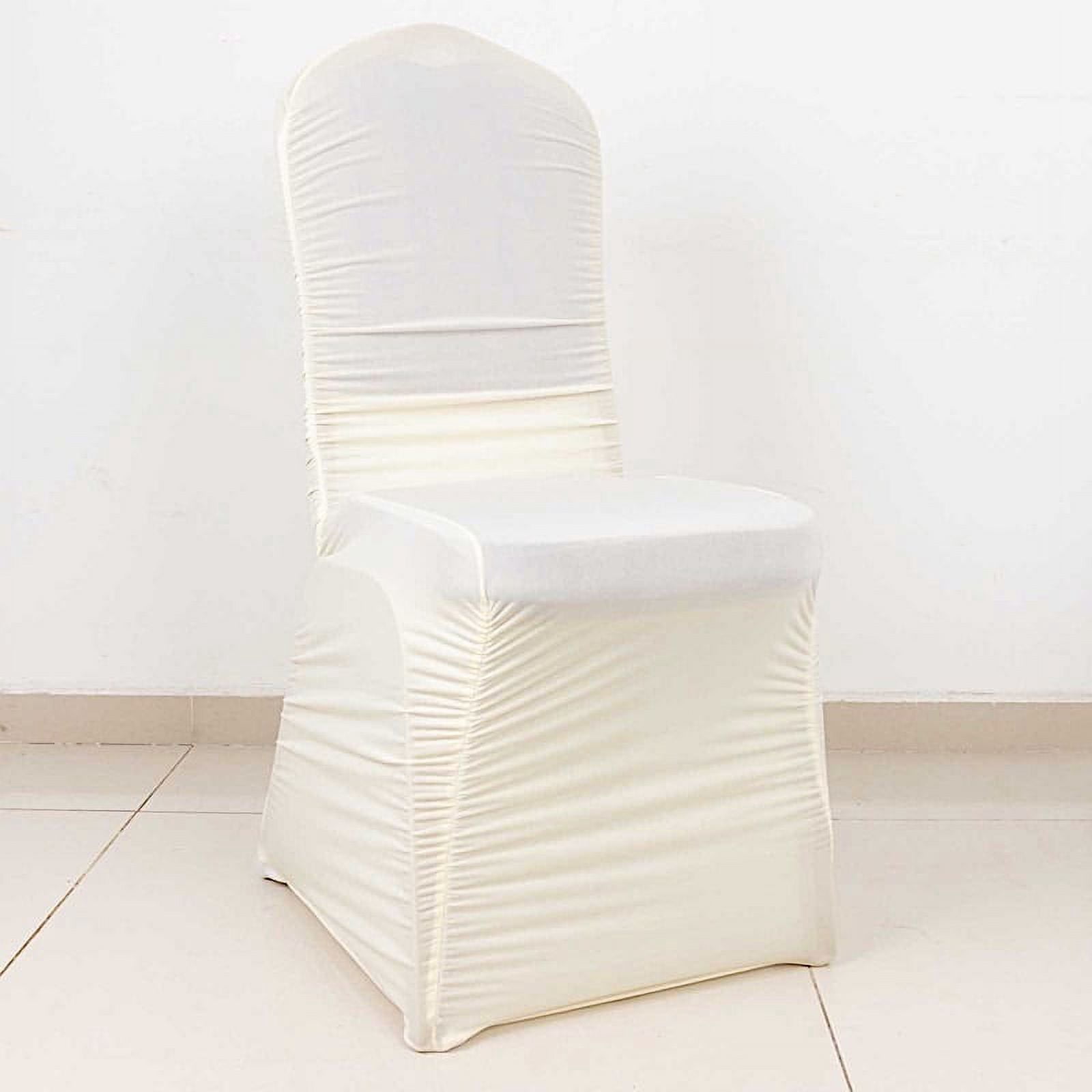 BalsaCircle Ivory Fitted Spandex Stretchable Banquet Chair Cover Ruched ...