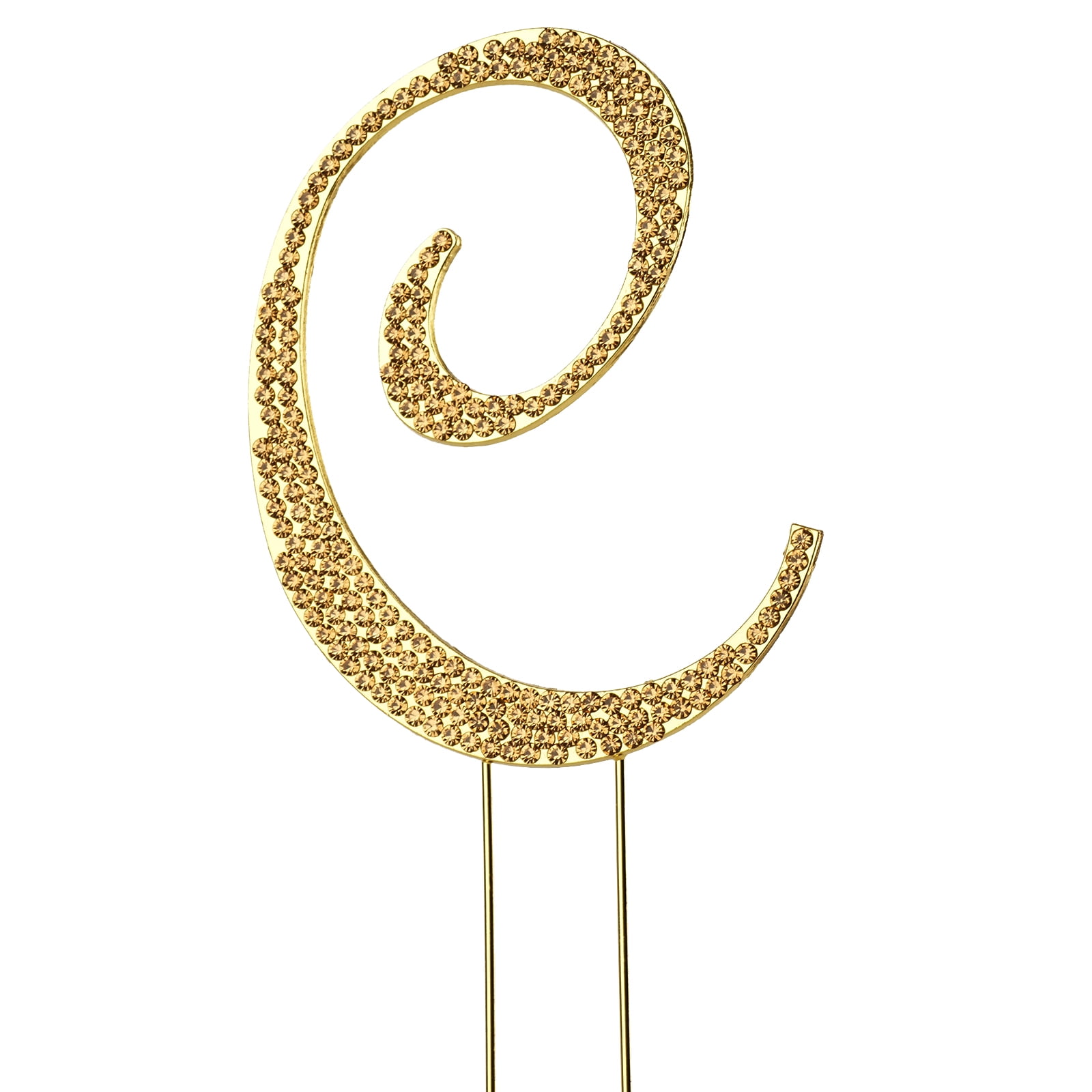 BalsaCircle Letter C Cake Topper 4.5" Gold Rhinestone Personalized ...