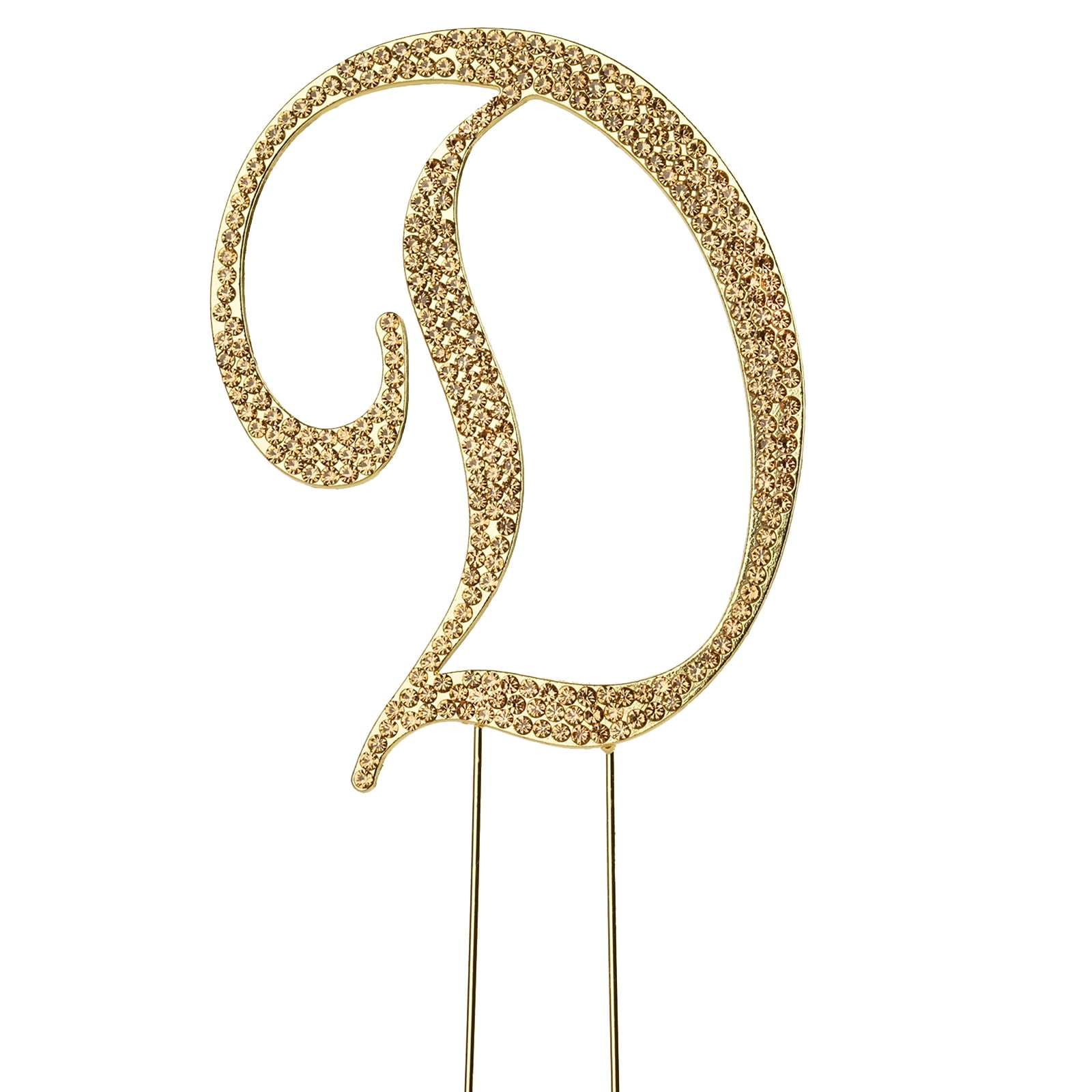 BalsaCircle Letter D Cake Topper 4.5" Gold Rhinestone Personalized ...
