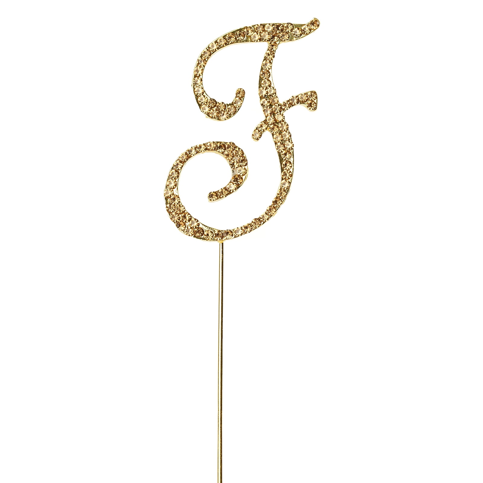 BalsaCircle Letter F Cake Topper 2.5" Gold Rhinestone Personalized ...