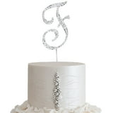 BalsaCircle Letter F Cake Topper 2.5" Silver Rhinestone Personalized ...