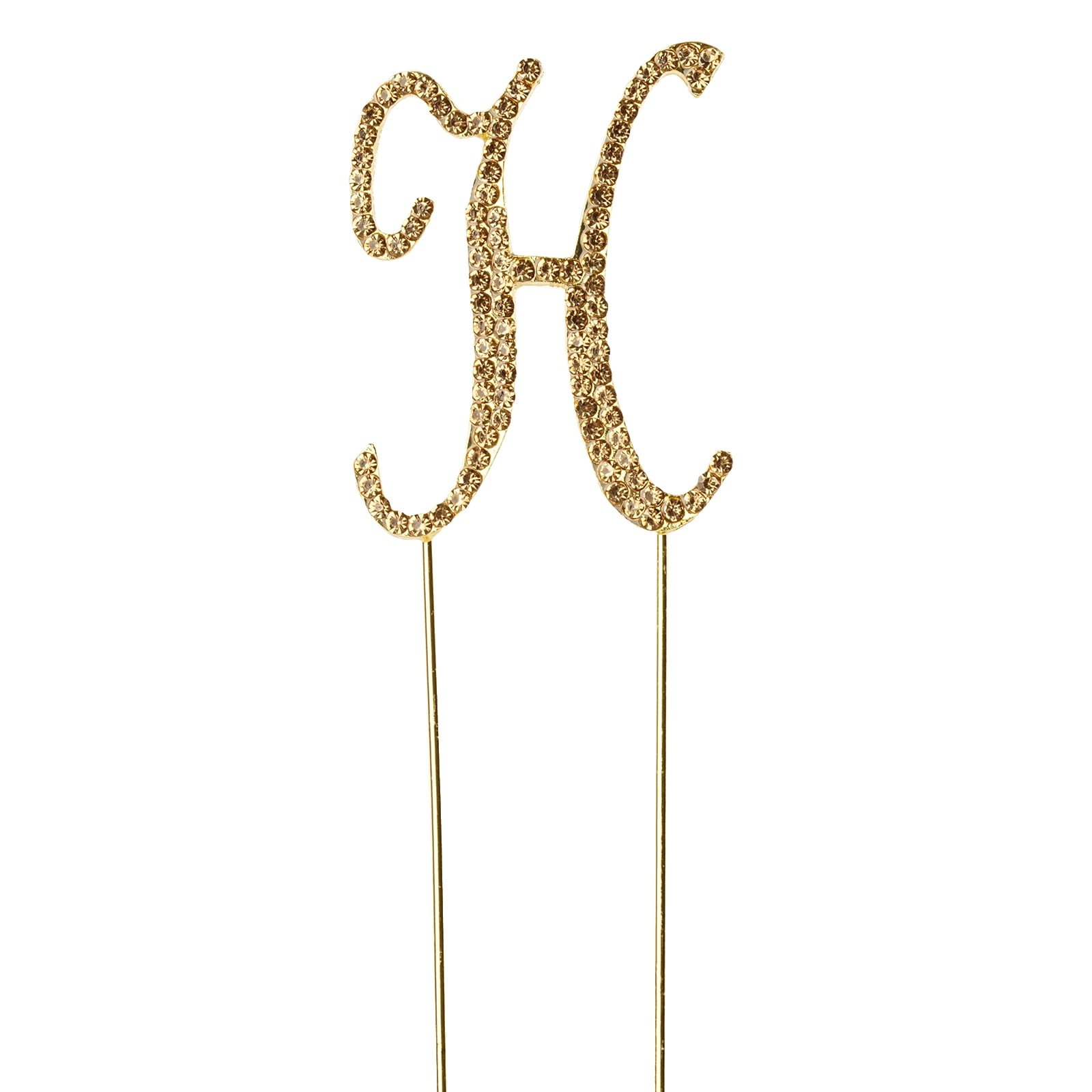 BalsaCircle Letter H Cake Topper 2.5" Gold Rhinestone Personalized ...