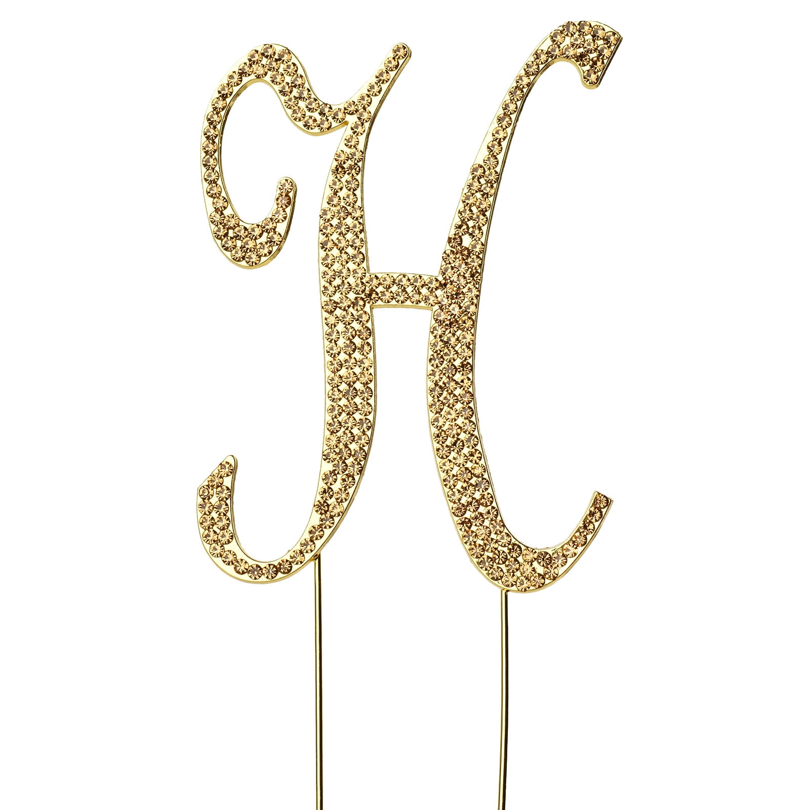 BalsaCircle Letter H Cake Topper 4.5" Gold Rhinestone Personalized ...