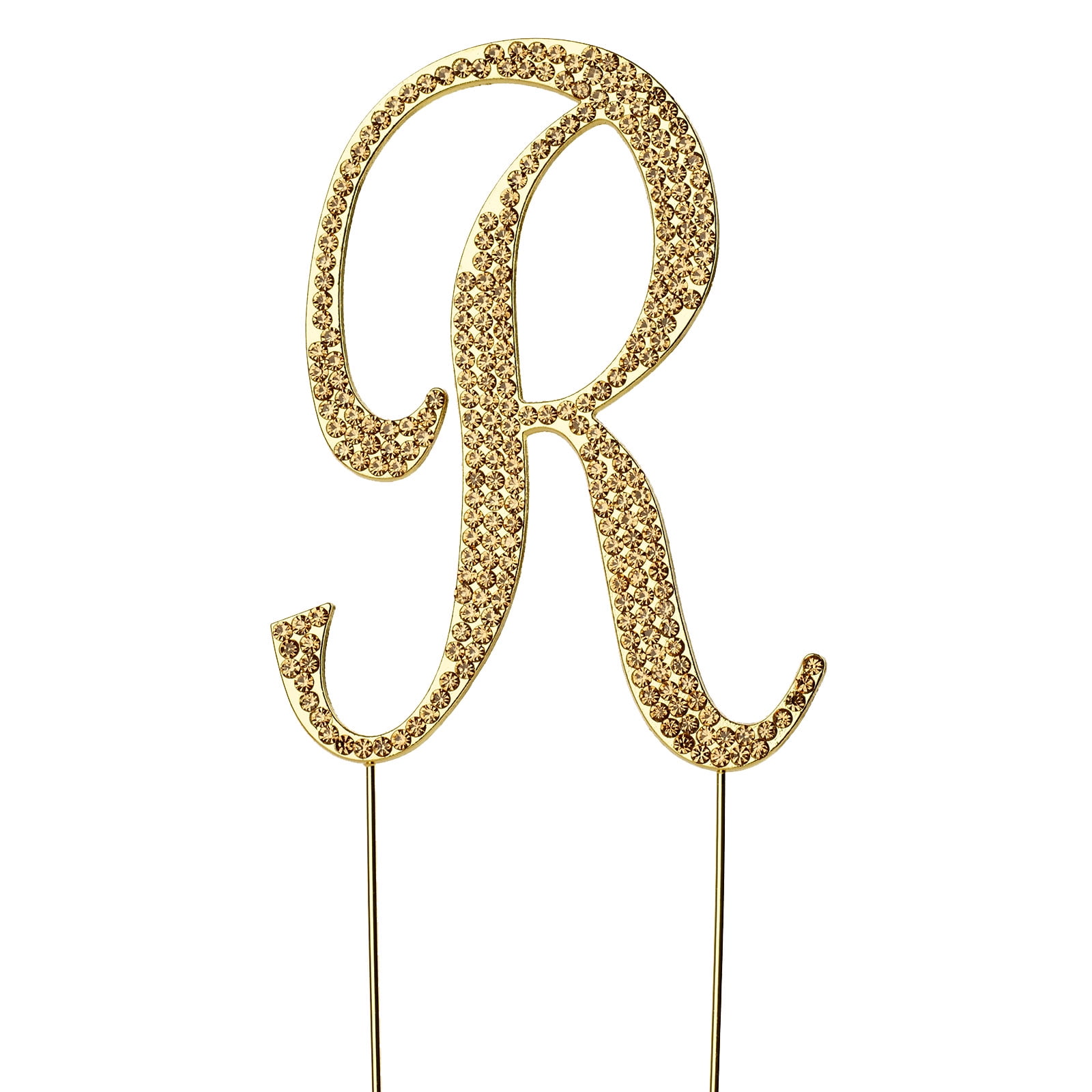 BalsaCircle Letter R Cake Topper 4.5" Gold Rhinestone Personalized ...
