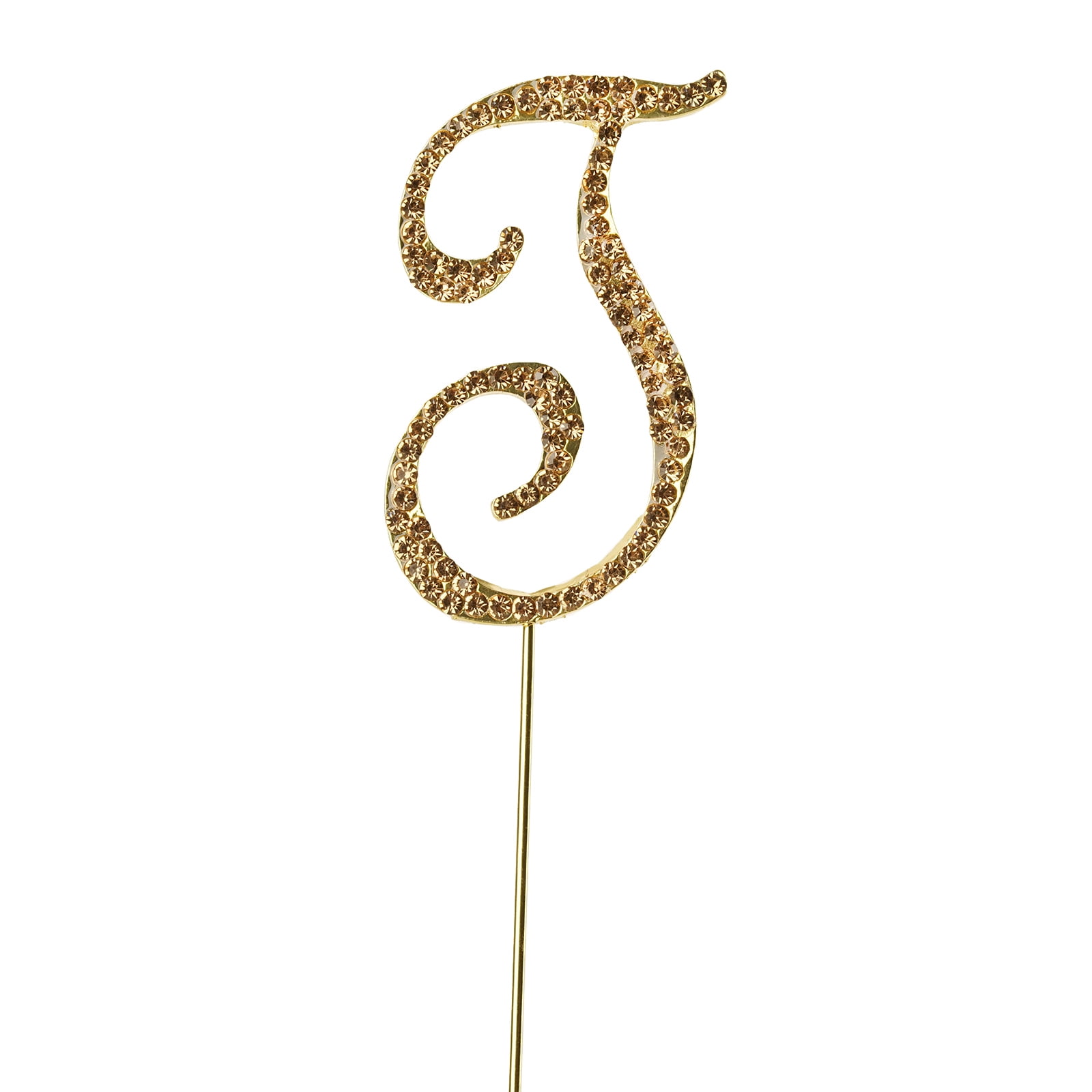 BalsaCircle Letter T Cake Topper 2.5" Gold Rhinestone Personalized ...