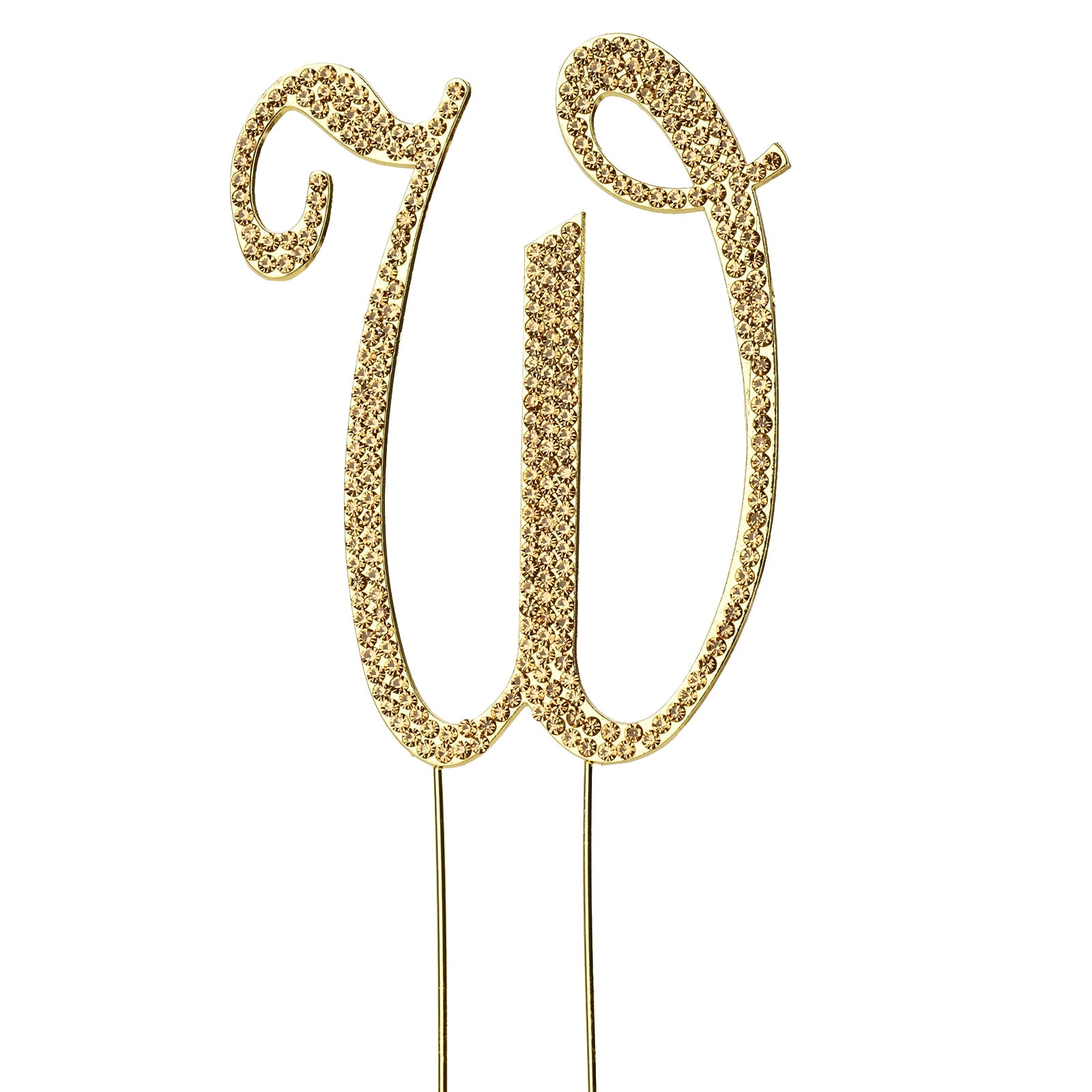 BalsaCircle Letter W Cake Topper 4.5" Gold Rhinestone Personalized ...